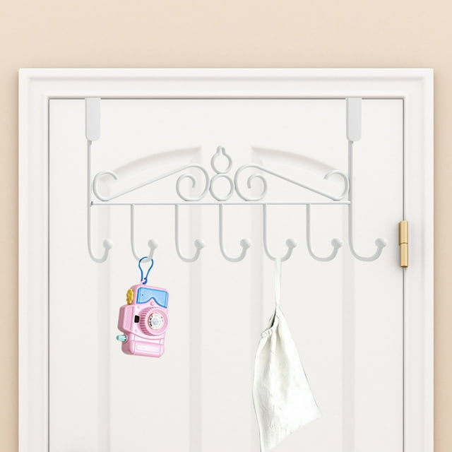 HOZVOMI White Iron Door Hooks Behind The Door Hanging Rack Shelves - No ...