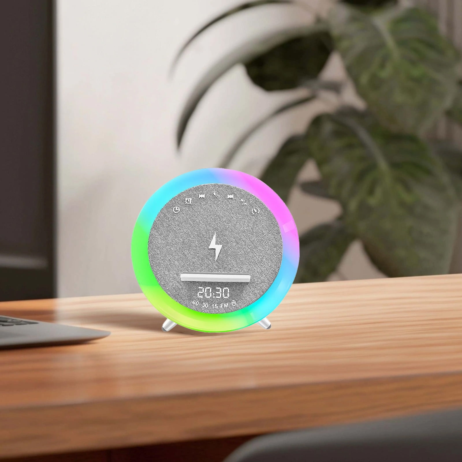 HOZVOMI Wireless Charging Bluetooth Speaker With White Noise Timed Alarm Clock Card Insertion ...