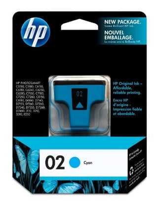 HP 02 Cyan Original Ink Cartridge (C8771WN) - Walmart.com