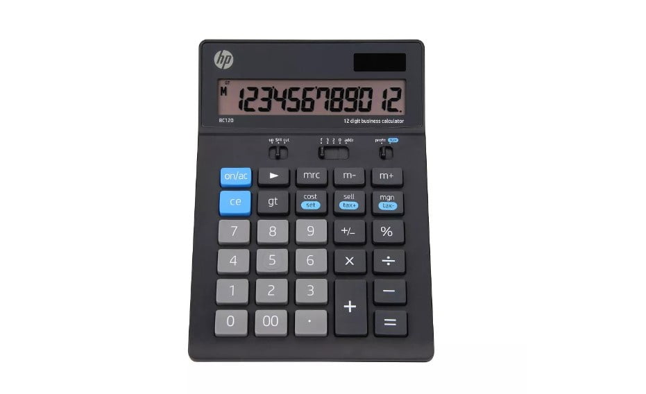 HP 12-digit Solar Powered Desktop Calculator - Plastic Keytop ...