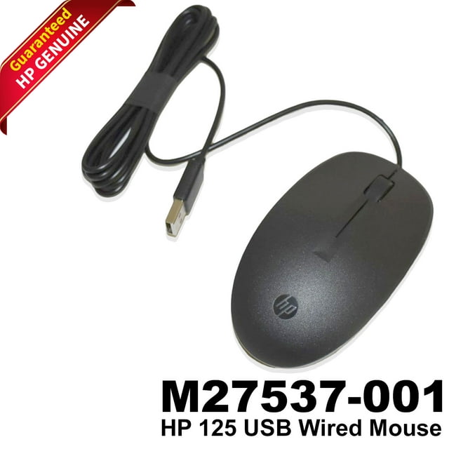 HP 125 Wired USB Optical Mouse 1200 DPI 3 Buttons Black M27537-001 ...
