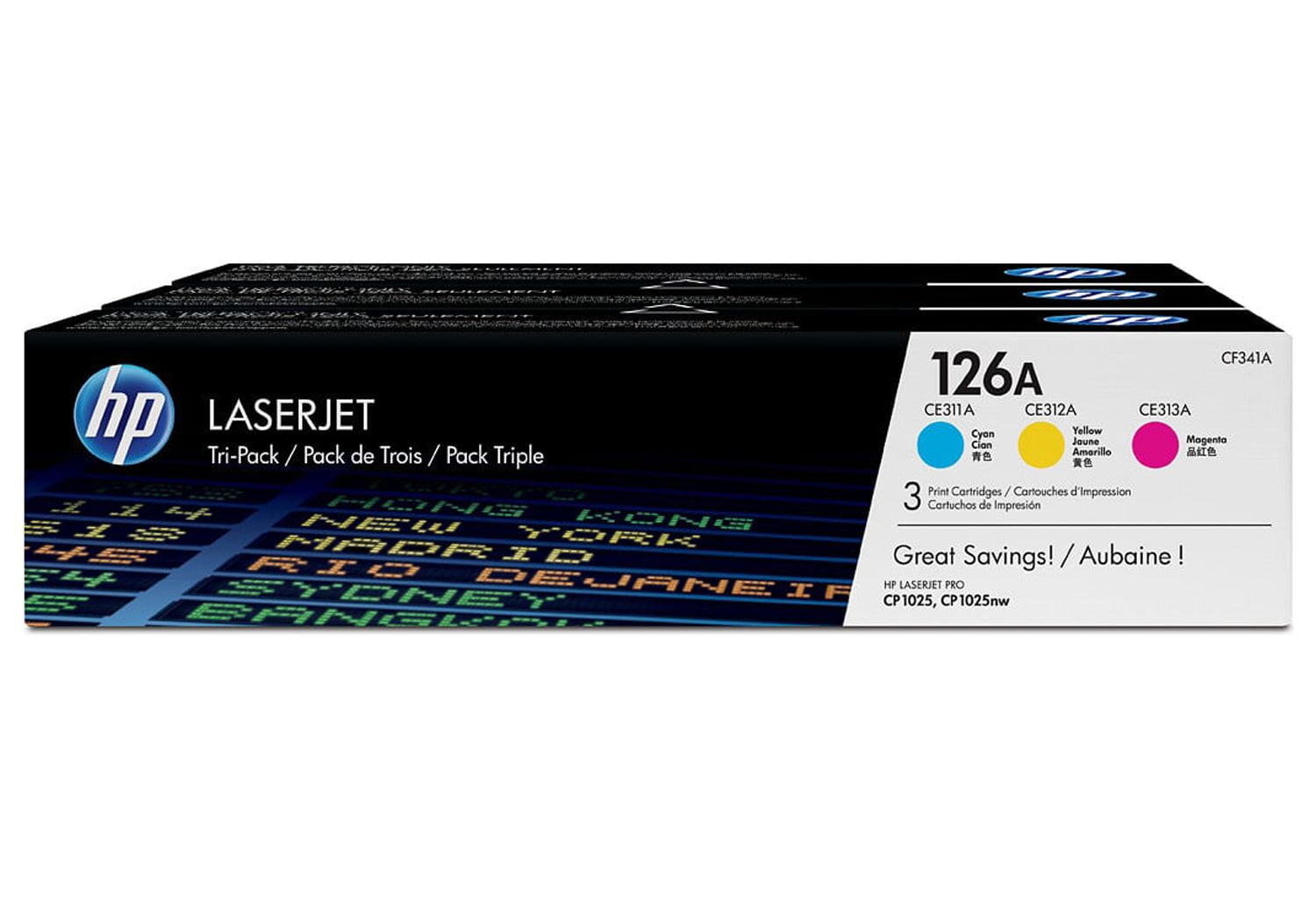 HP 126A 3-pack Cyan/Magenta/Yellow Original LaserJet Toner Cartridges ...