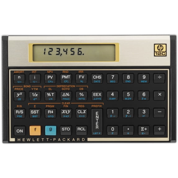 HP 12C Financial Calculator, 10-Digit LCD, Multicolor, Built-in ...