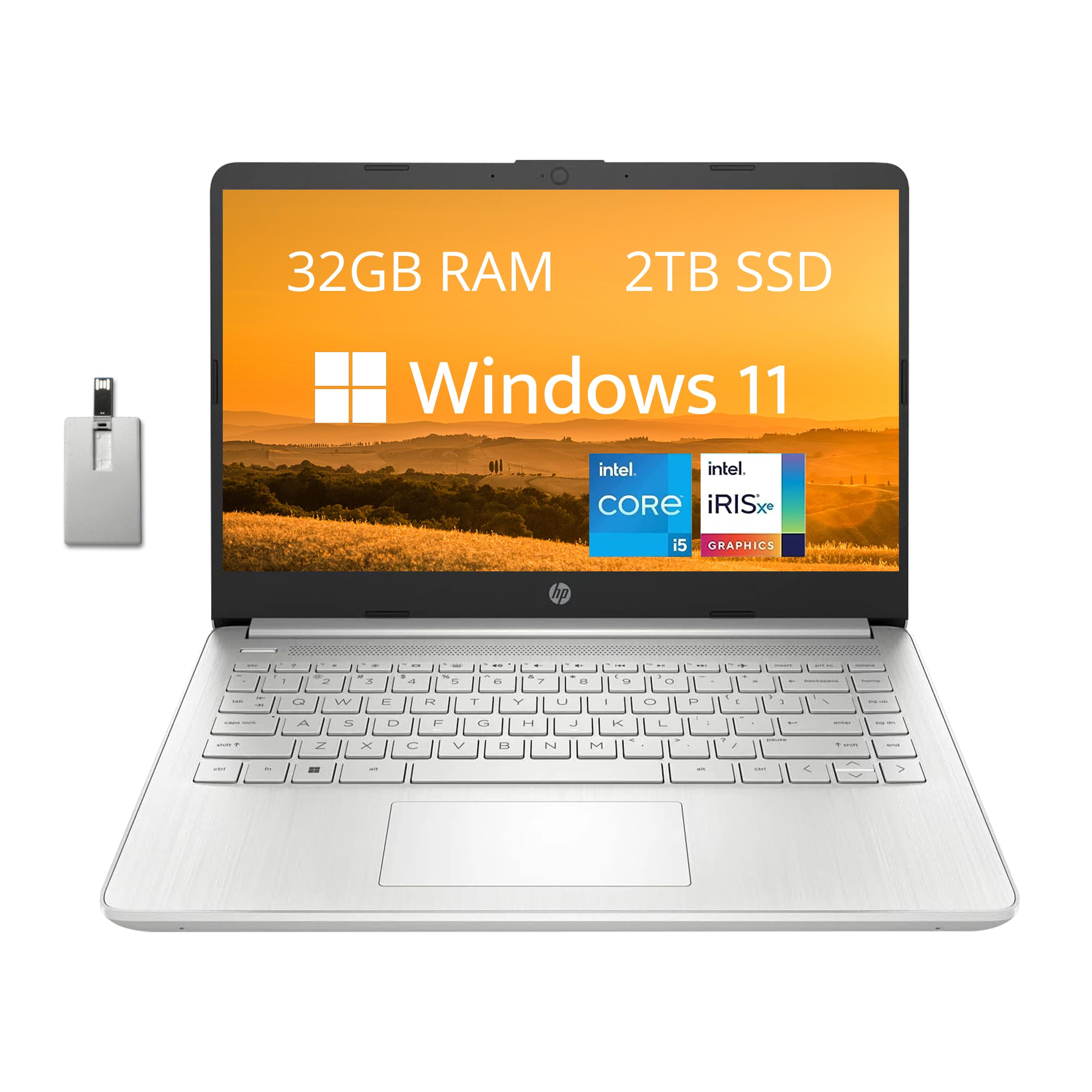 HP 14" HD Laptop, 11th Gen Intel Core i5-1135G7, 32GB RAM, 2TB PCIe SSD ...