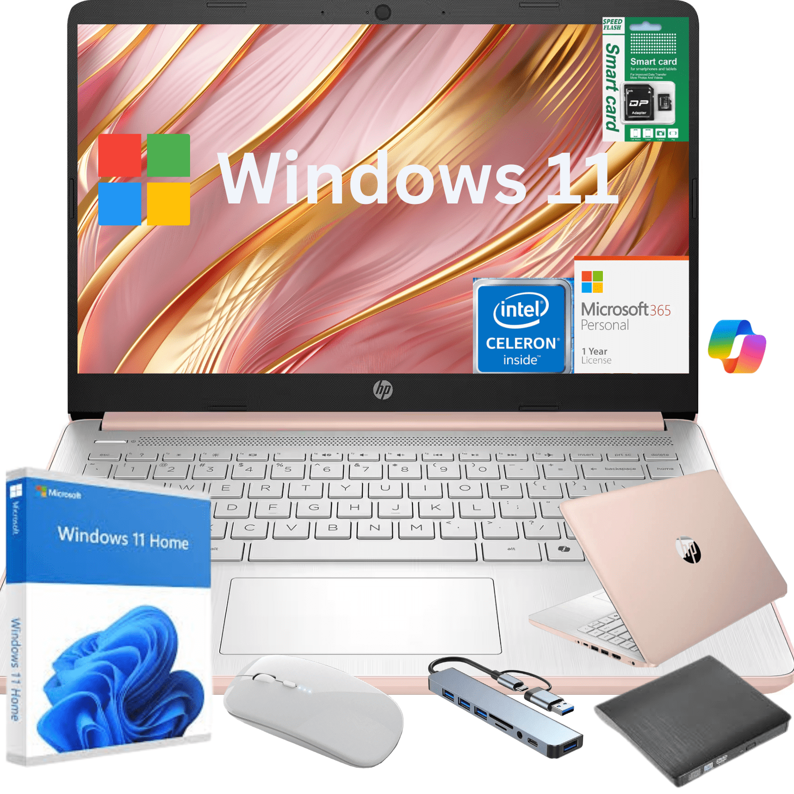 HP 14" HD Laptop for School and Work, Intel N4500, 12GB RAM, 384GB(64GB ...