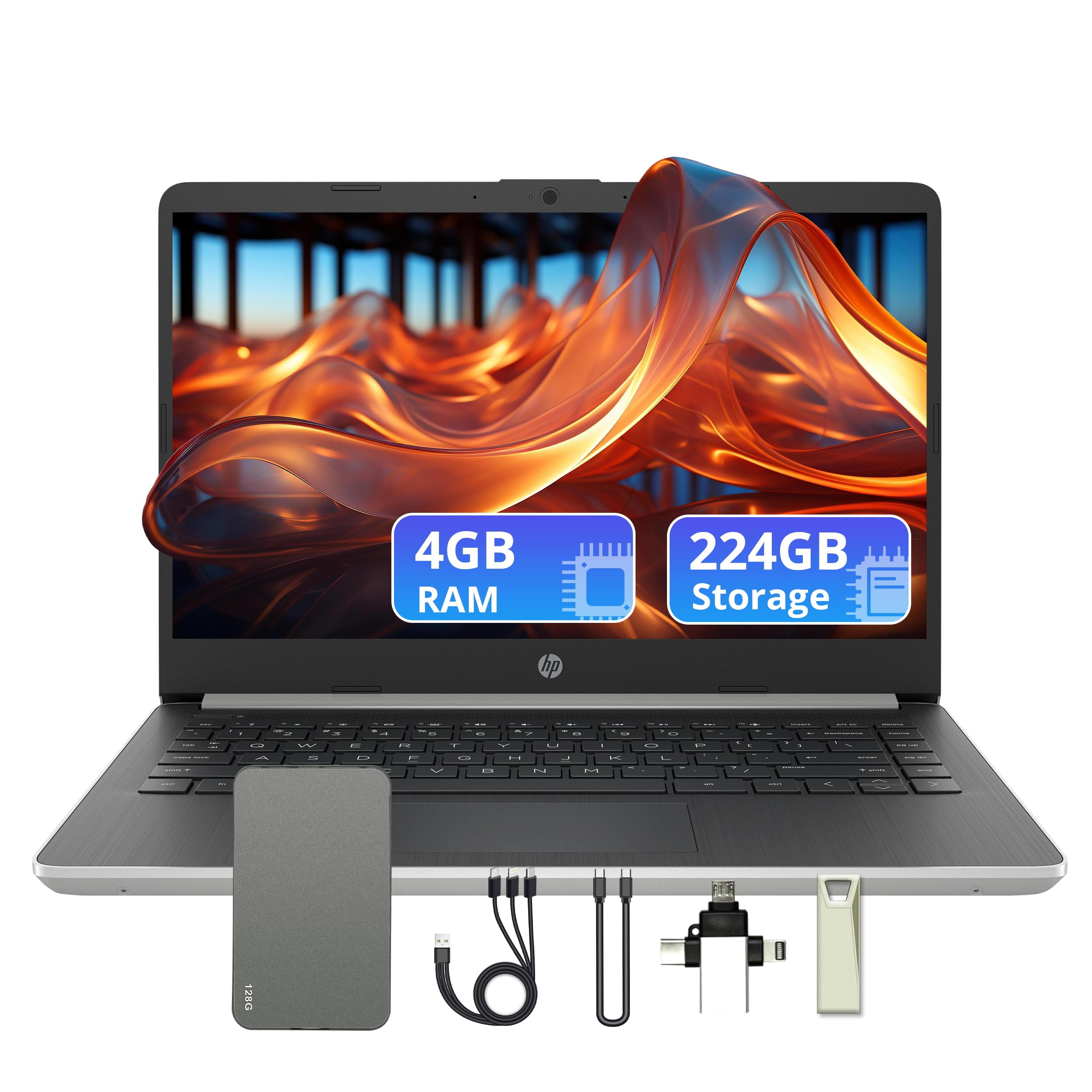 HP 14" IPS 1920 x 1080 (Full HD) Laptop, Intel Pentium Silver N5000 ...