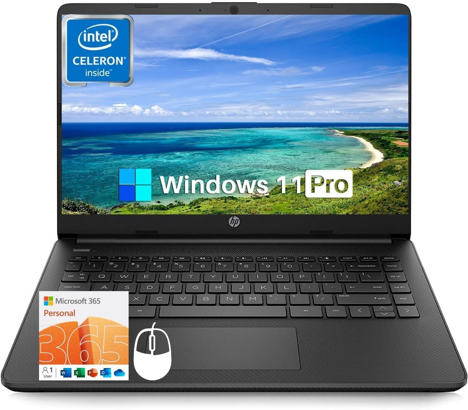 HP 14 Inch Laptop Student Business, Windows 11 Pro, Intel Dual-Core ...