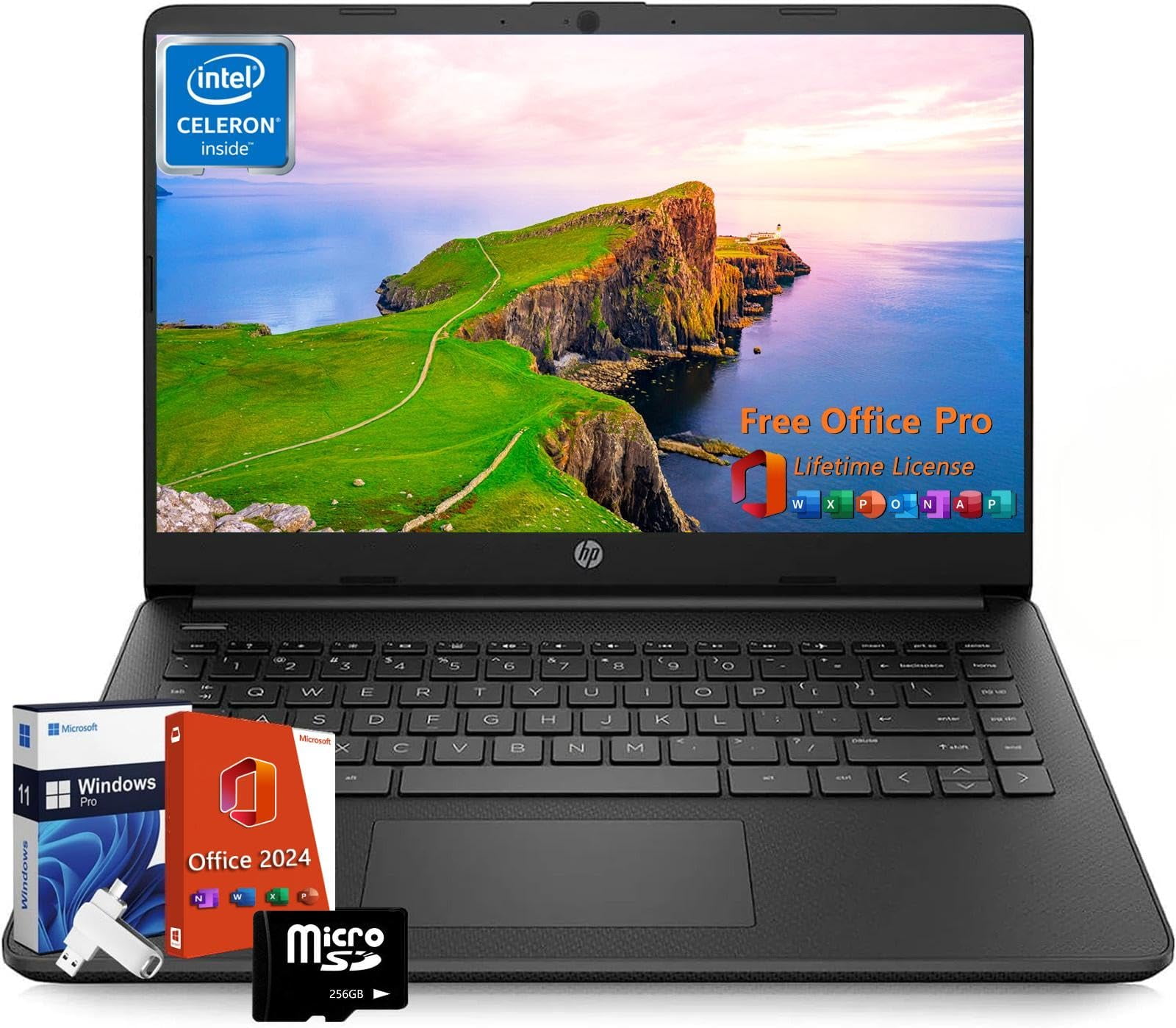 HP 14 Inch Laptop Student Business, with Windows 11 Pro, Intel Dual ...