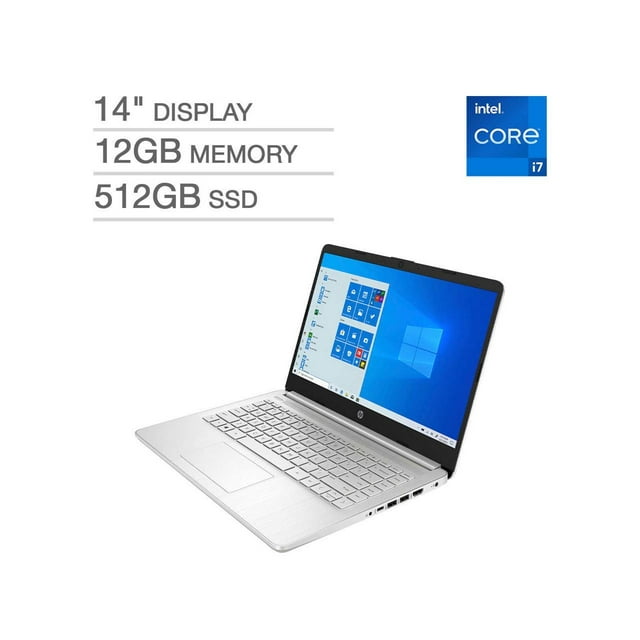 "HP 14"" Laptop - Intel Core i7-1165G7 - 1080p Notebook - 12GB DDR4 ...