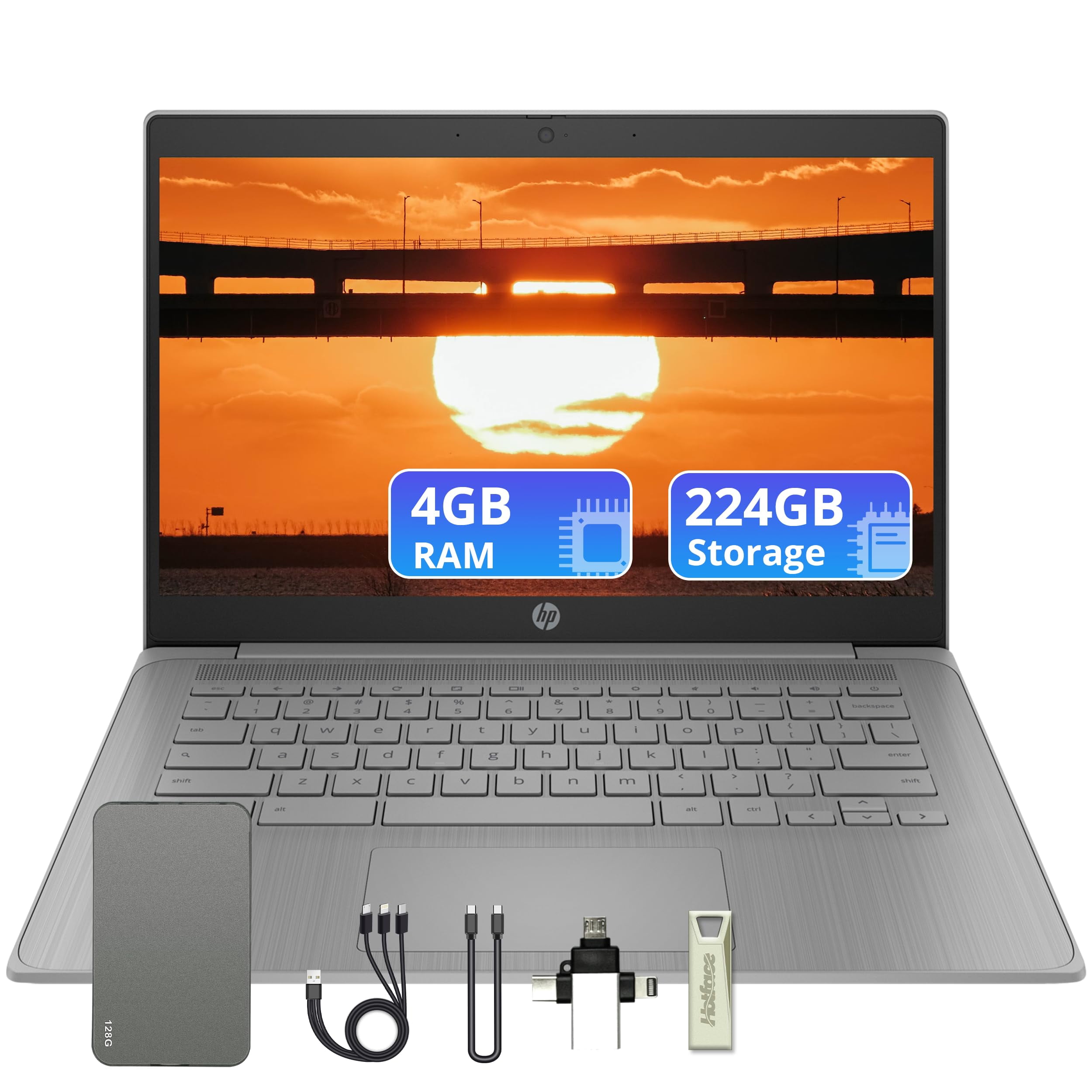 HP 14" Micro-Edge Chromebook, HD Anti-Glare Display, Intel Celeron ...