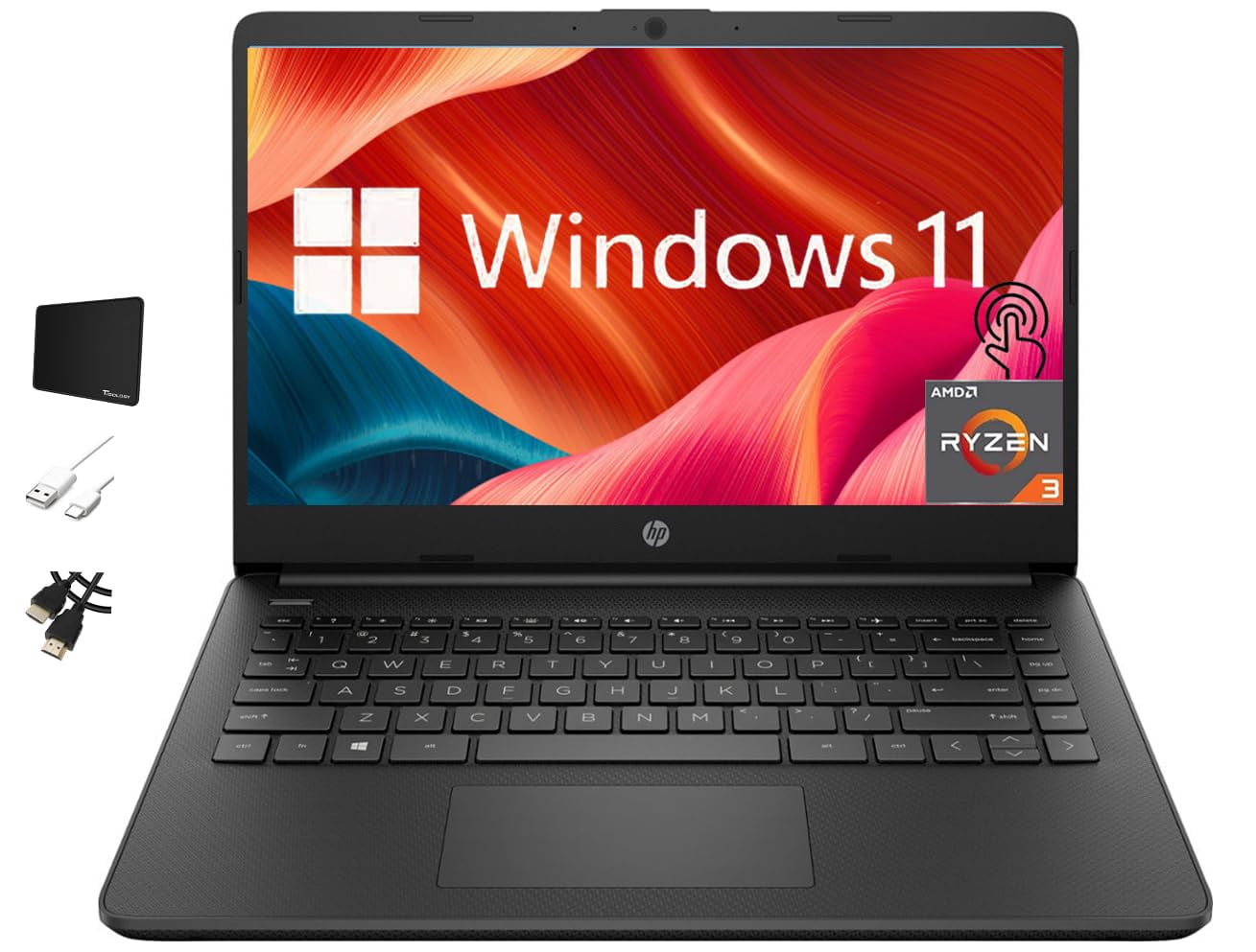HP 14" Micro-Edge HD Touchscreen Laptop, AMD Ryzen 3 5300U Processor ...