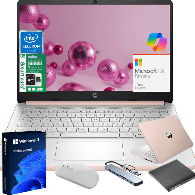 HP 14" N150 Laptop, Intel Quad-Core, 4GB RAM, 192GB Storage (128GB eMMC ...