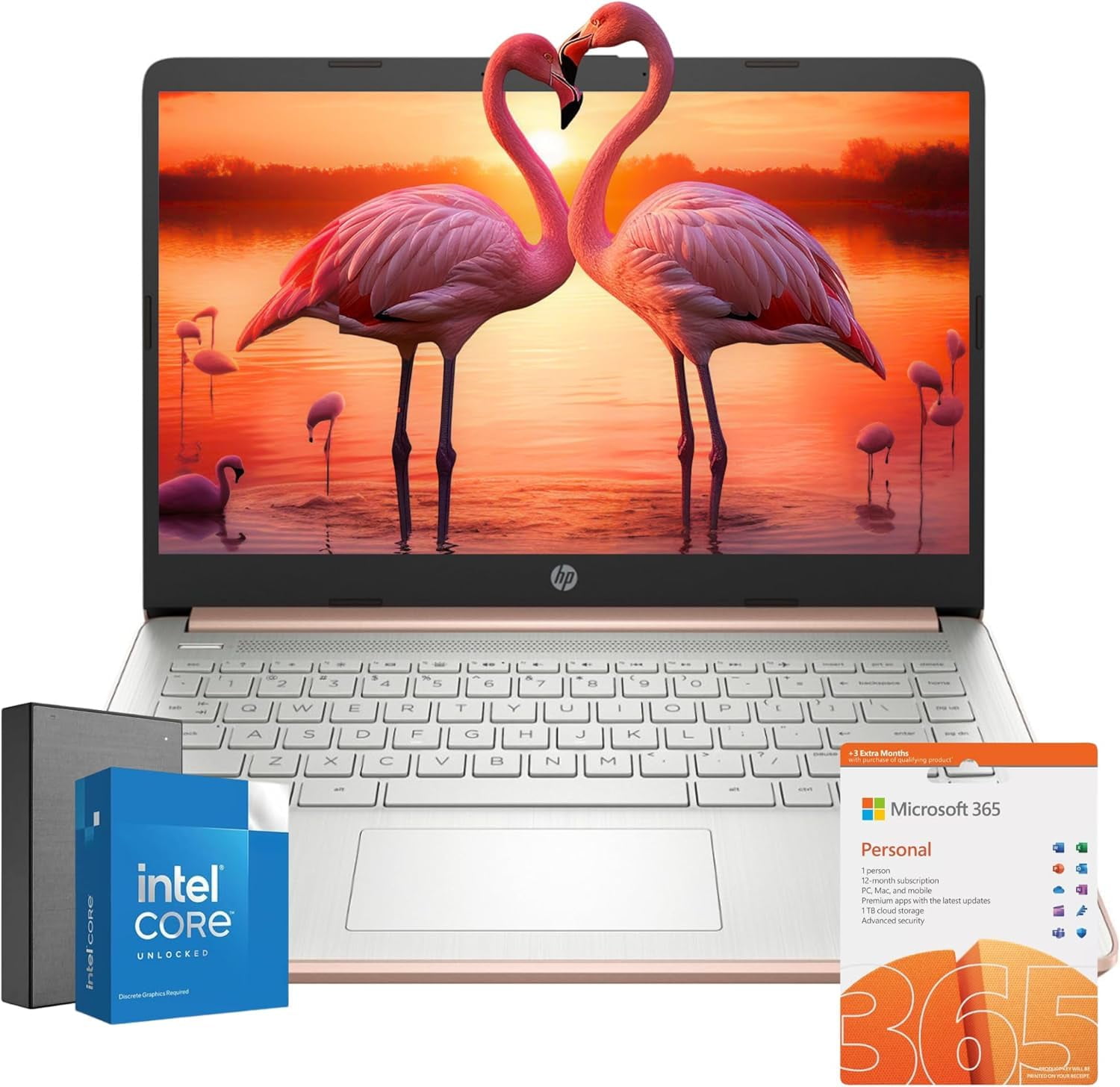 HP 14" Rose Gold Laptop | Thin, Lightweight, & Powerful | 8GB RAM | 576GB Storage(64GB Emmc ...