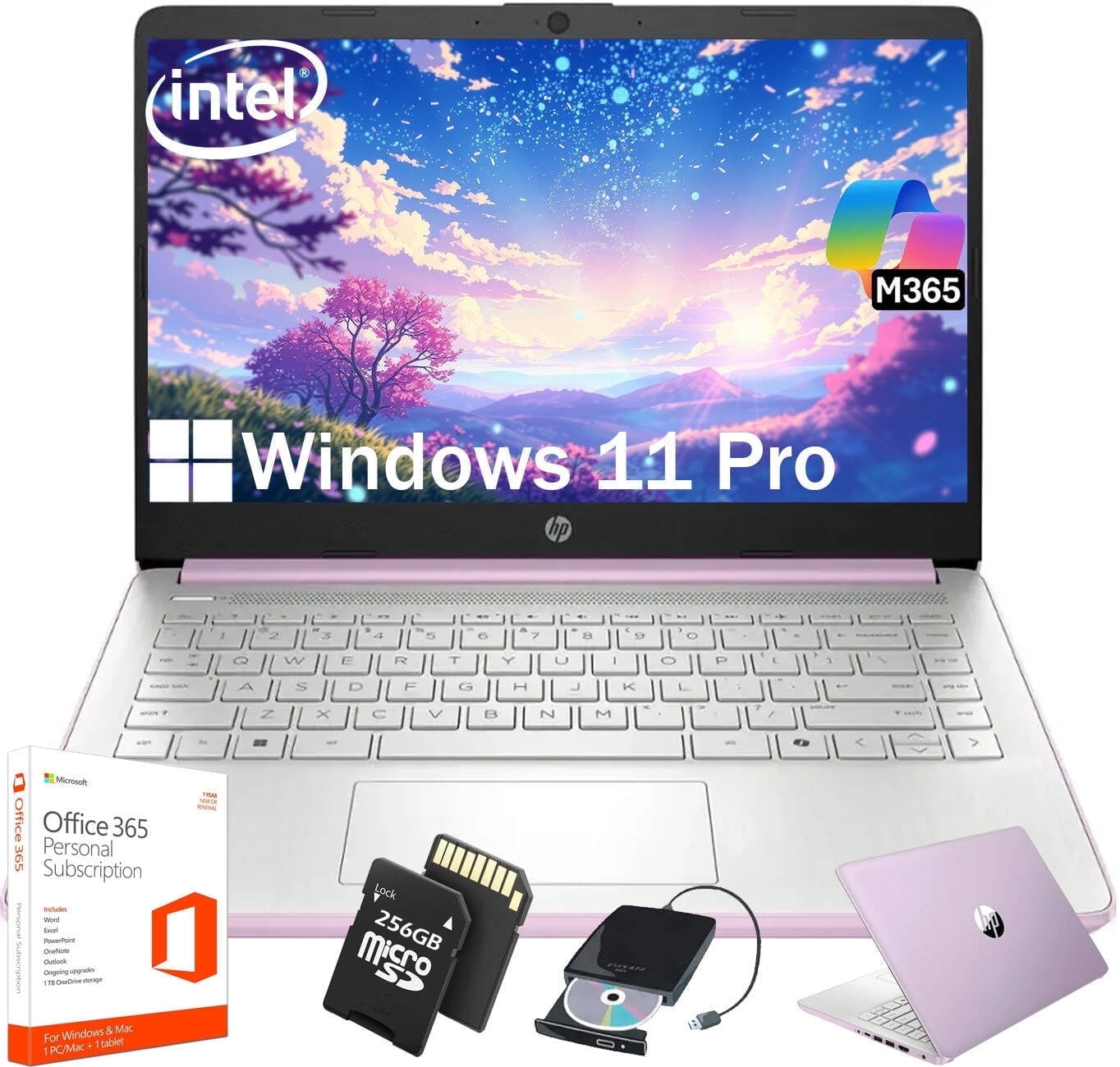 HP 14" Student Business Laptop Computer - 1-Year Microsoft Office 365 ...