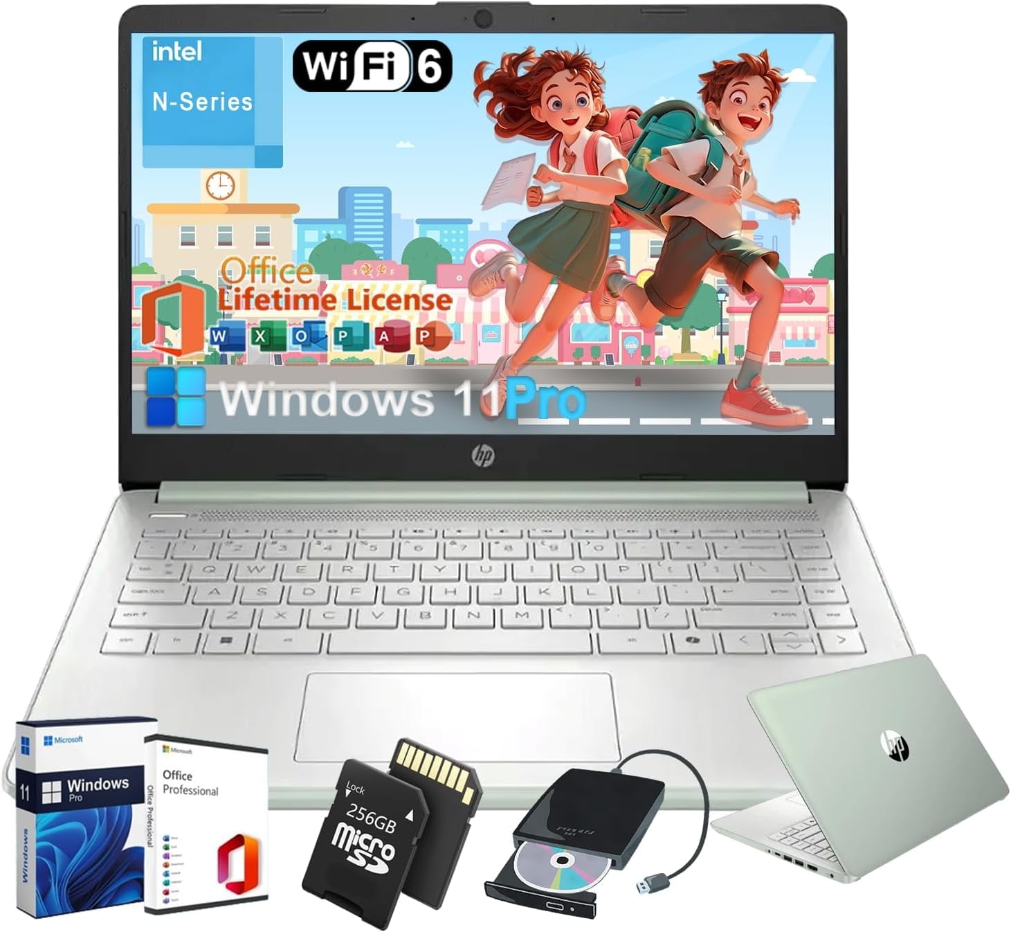 HP 14" Student Business Laptop Computer - Microsoft Office Lifetime ...