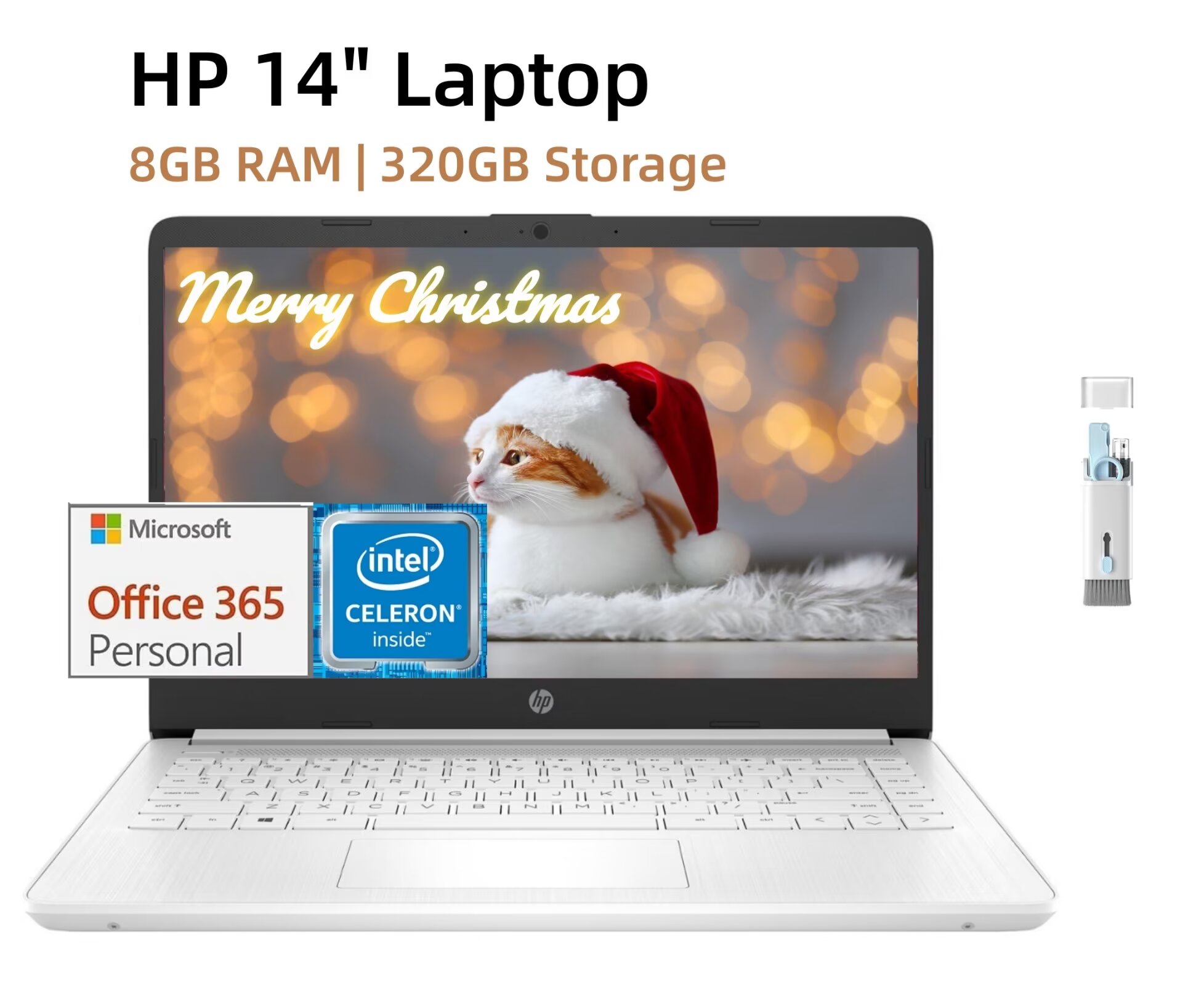 HP Essential Laptop, 14" HD Display, Intel Celeron N4120, 8GB RAM, 64GB ...