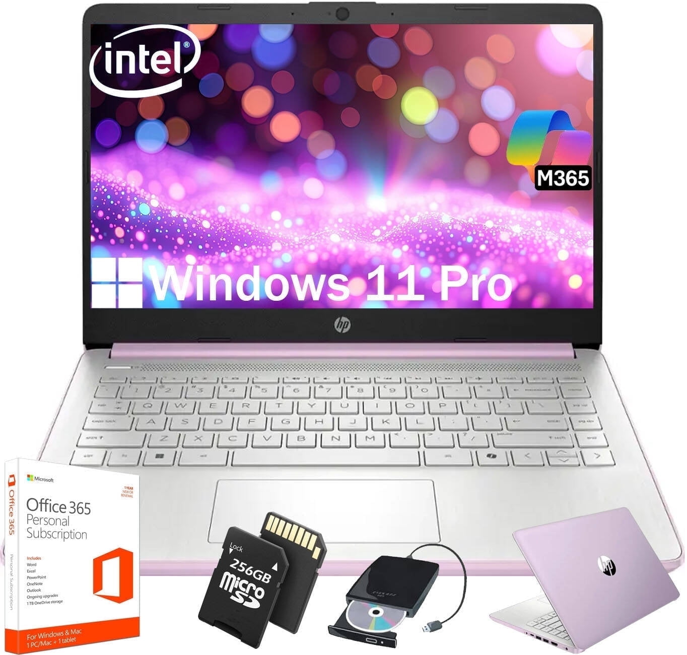 HP 14" Thin&Light Laptop Computer - Intel Quad-core CPU • 16GB RAM, 128GB UFS + 256GB Micro SD ...