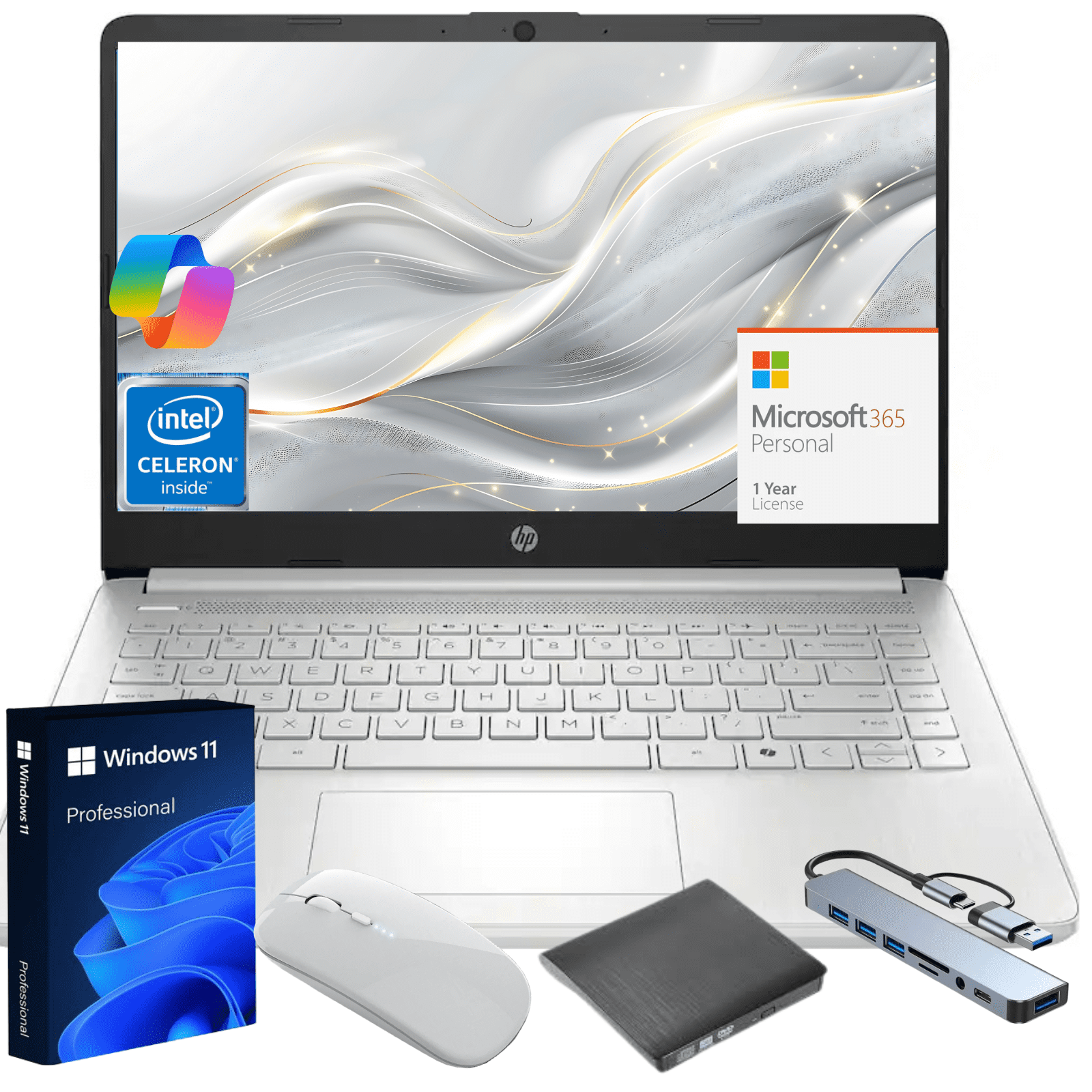 HP 14" Ultra Thin 2026 Laptop with Copilot, Intel Quad-Core N150, 4GB ...