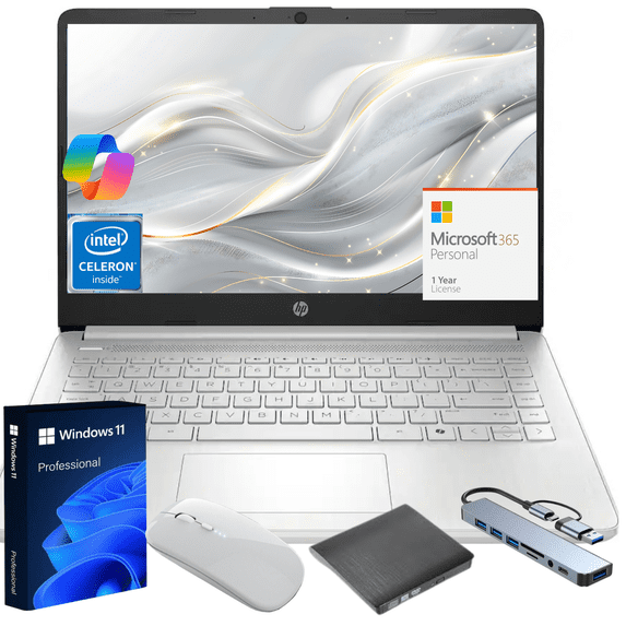 HP 14" Ultra Thin 2026 Laptop with Copilot, Intel Quad-Core N150, 4GB ...