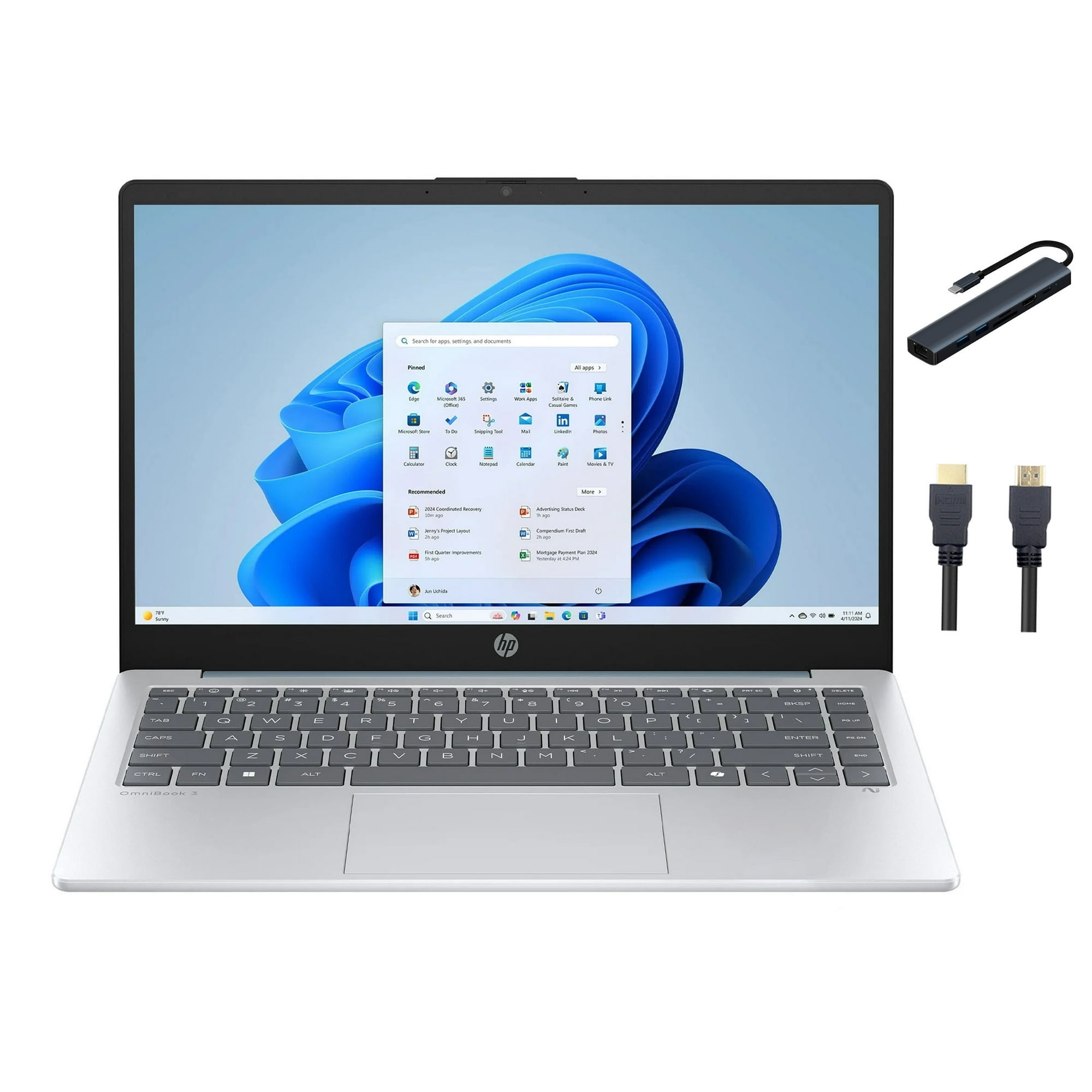 HP 14 inch HD Laptop, AMD Athlon 7120 Processor, 4GB DDR4 RAM, 512GB ...
