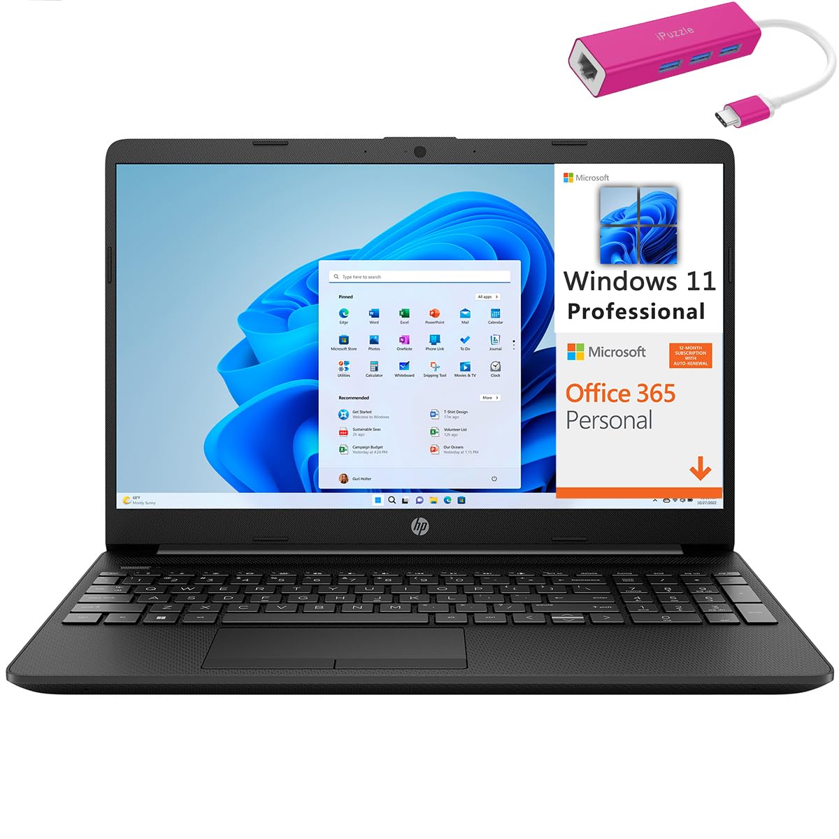 HP 15 15.6" Business Laptop Computer, Quad-Core Intel Pentium Silver ...