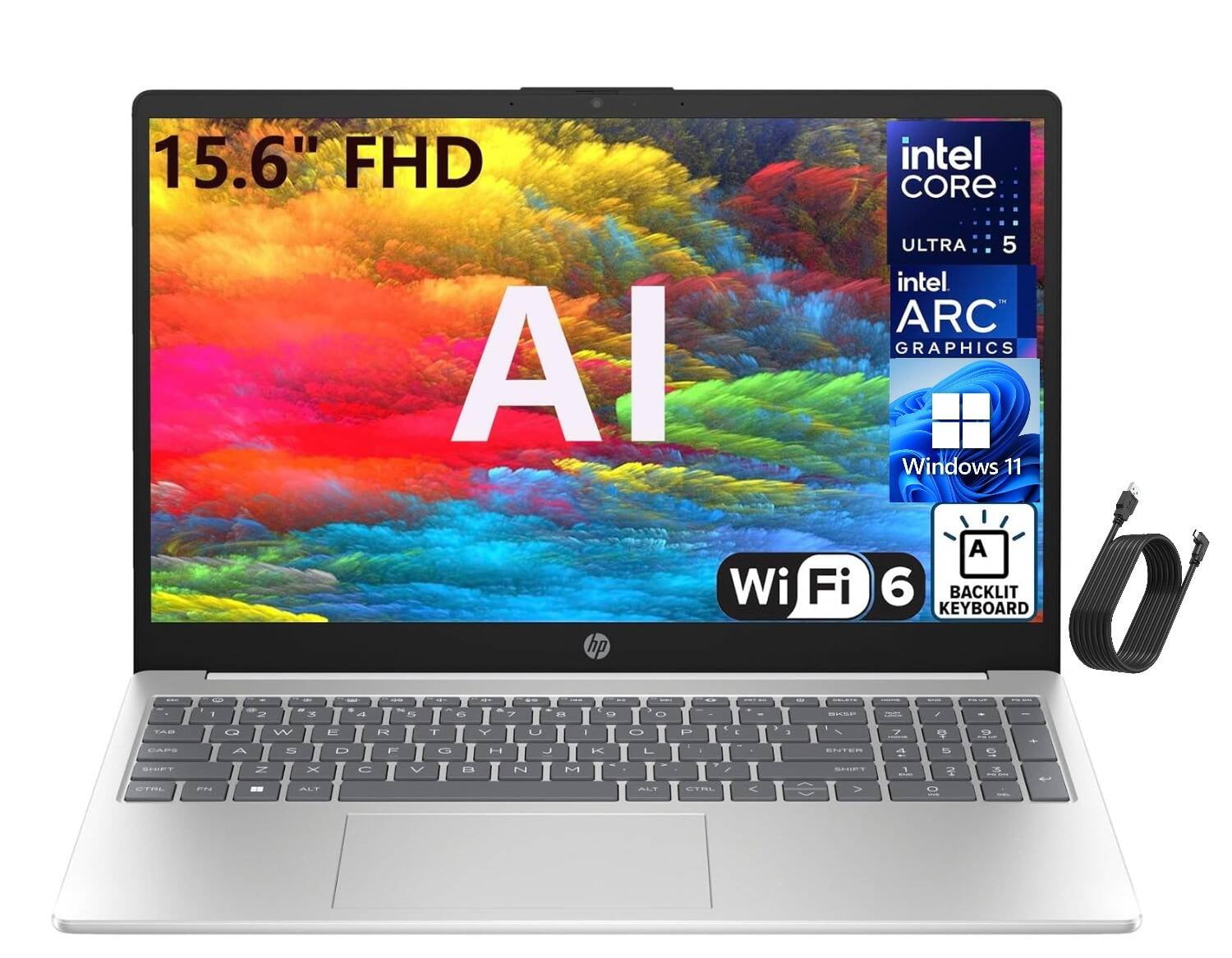 HP 15 15.6" FHD AI Laptop Business Computer, Intel 14-Core Ultra 5 125H ...