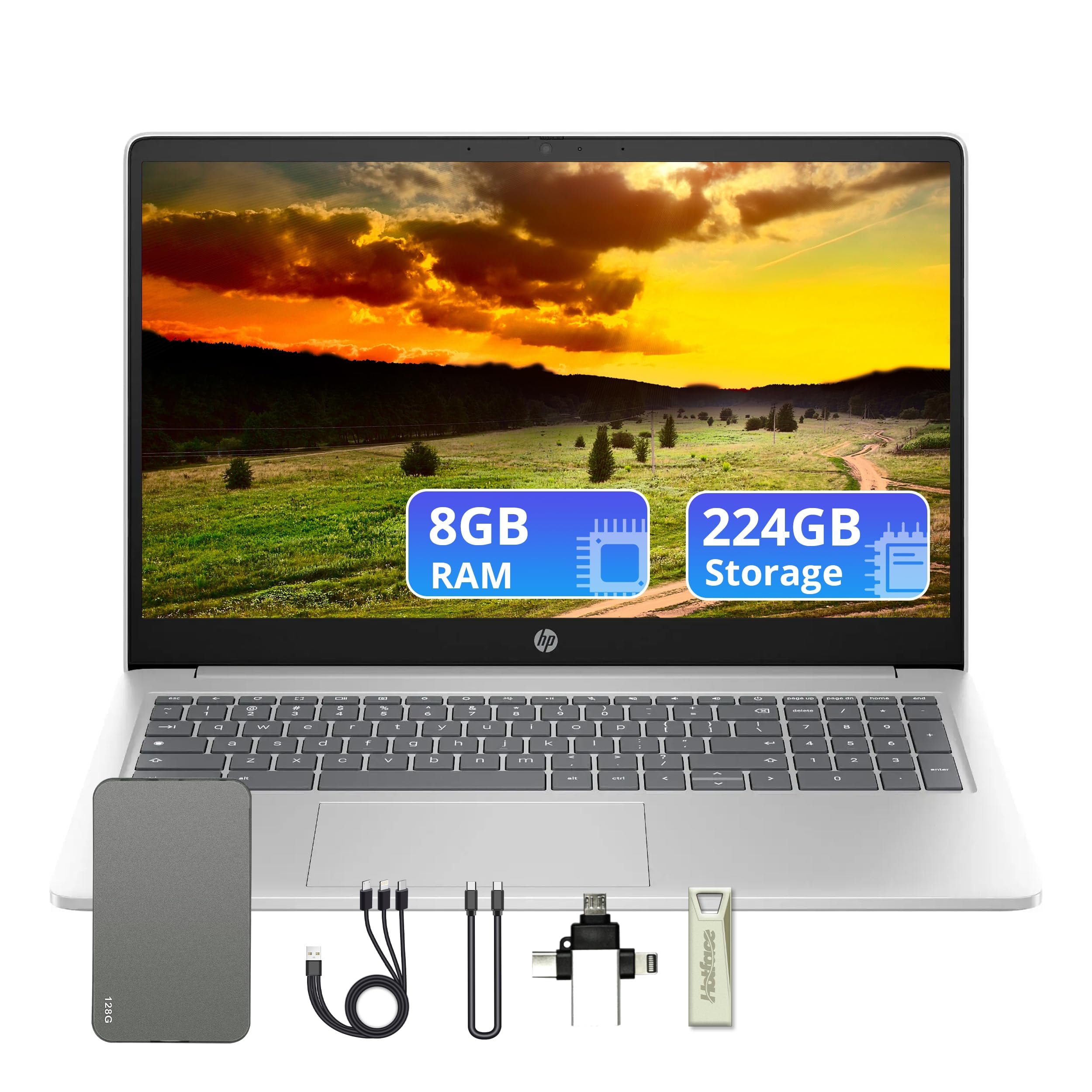 HP 15.6" Chromebook Laptop, HD Anti-Glare Micro-Edge Display, Intel ...