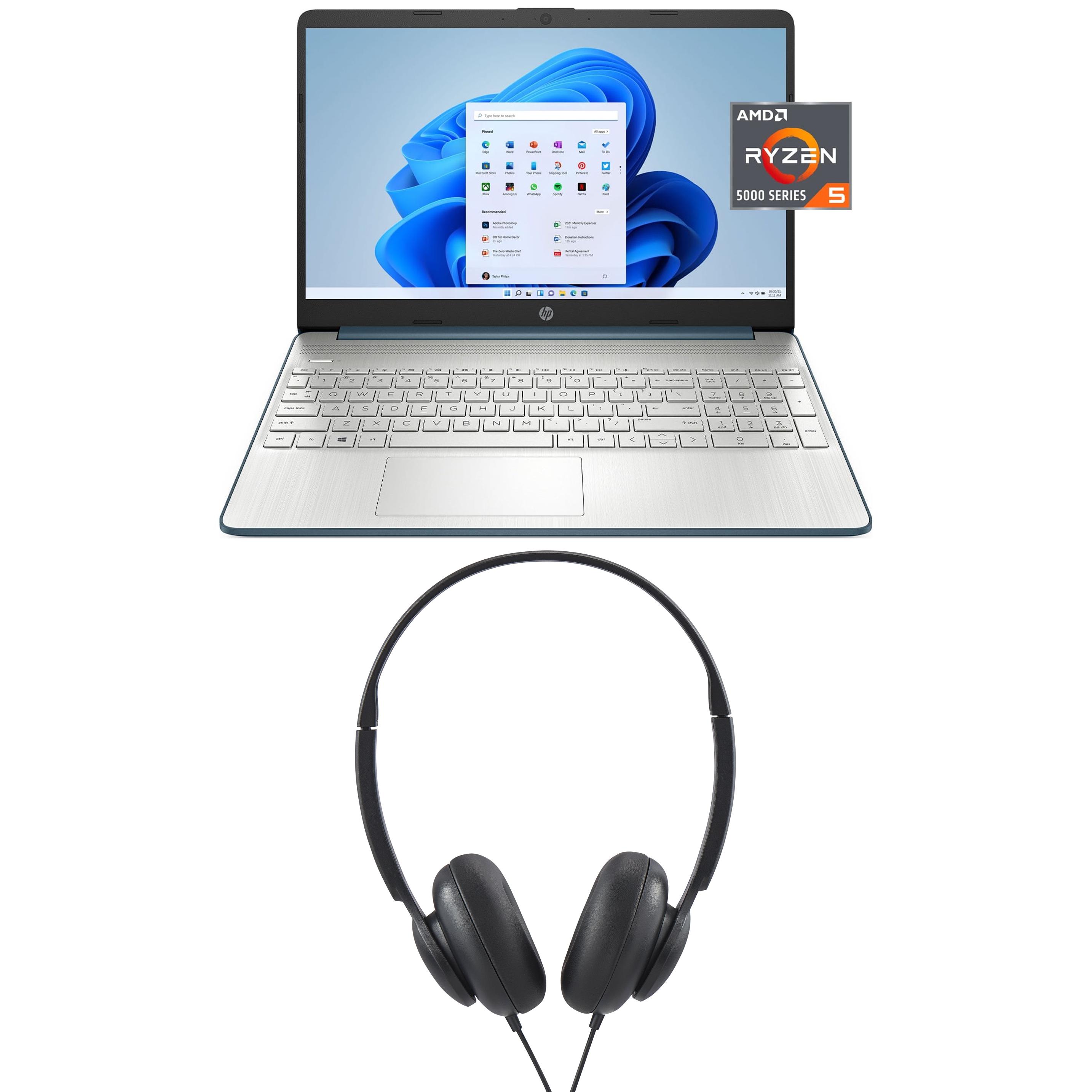 HP 15.6" FHD, AMD R5-5500U, 8GB RAM, 256GB SSD, SPRUCE BLUE, Windows 11 ...