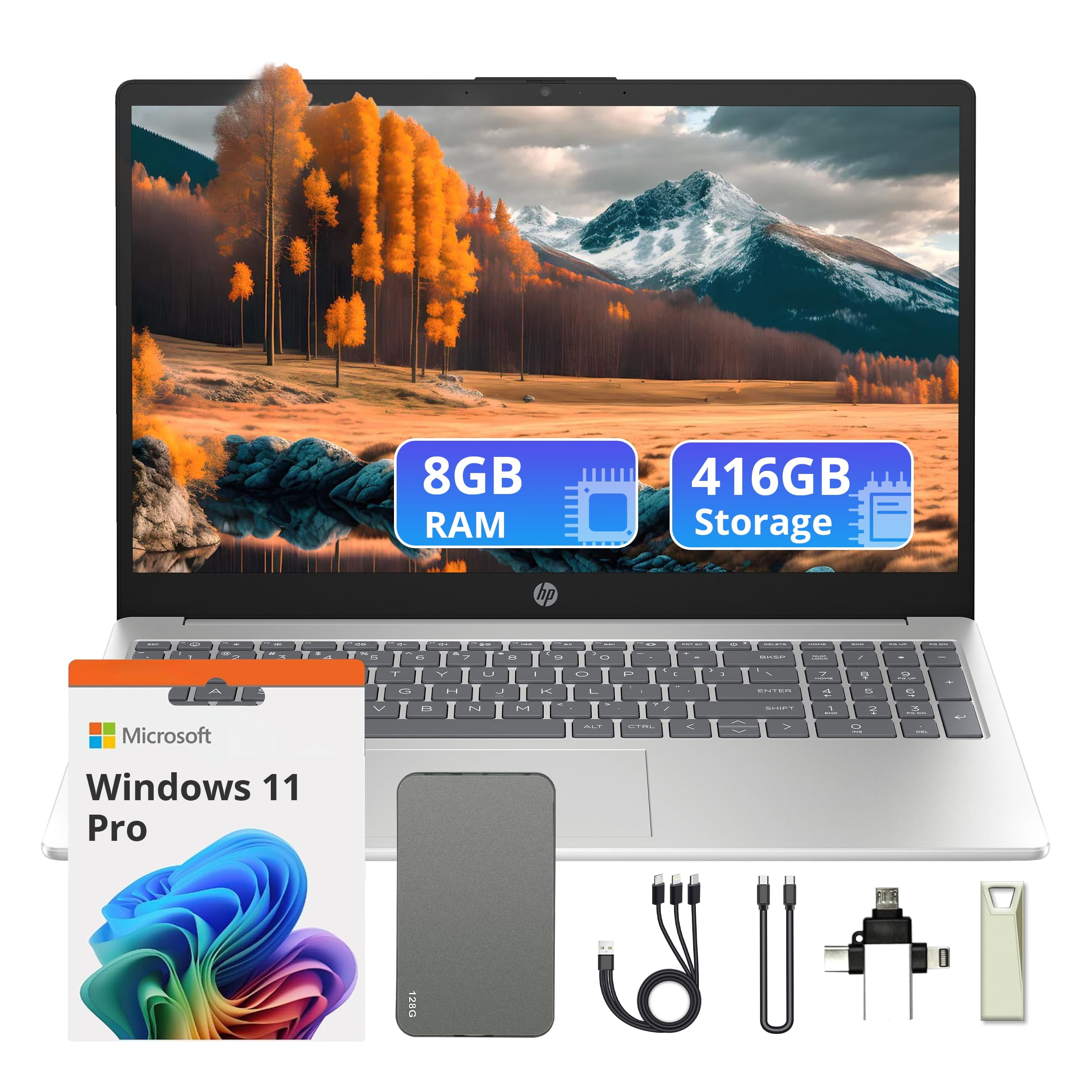 HP 15.6" FHD Home & Business Laptop, Intel i5-1235U, 8GB RAM, 416GB ...