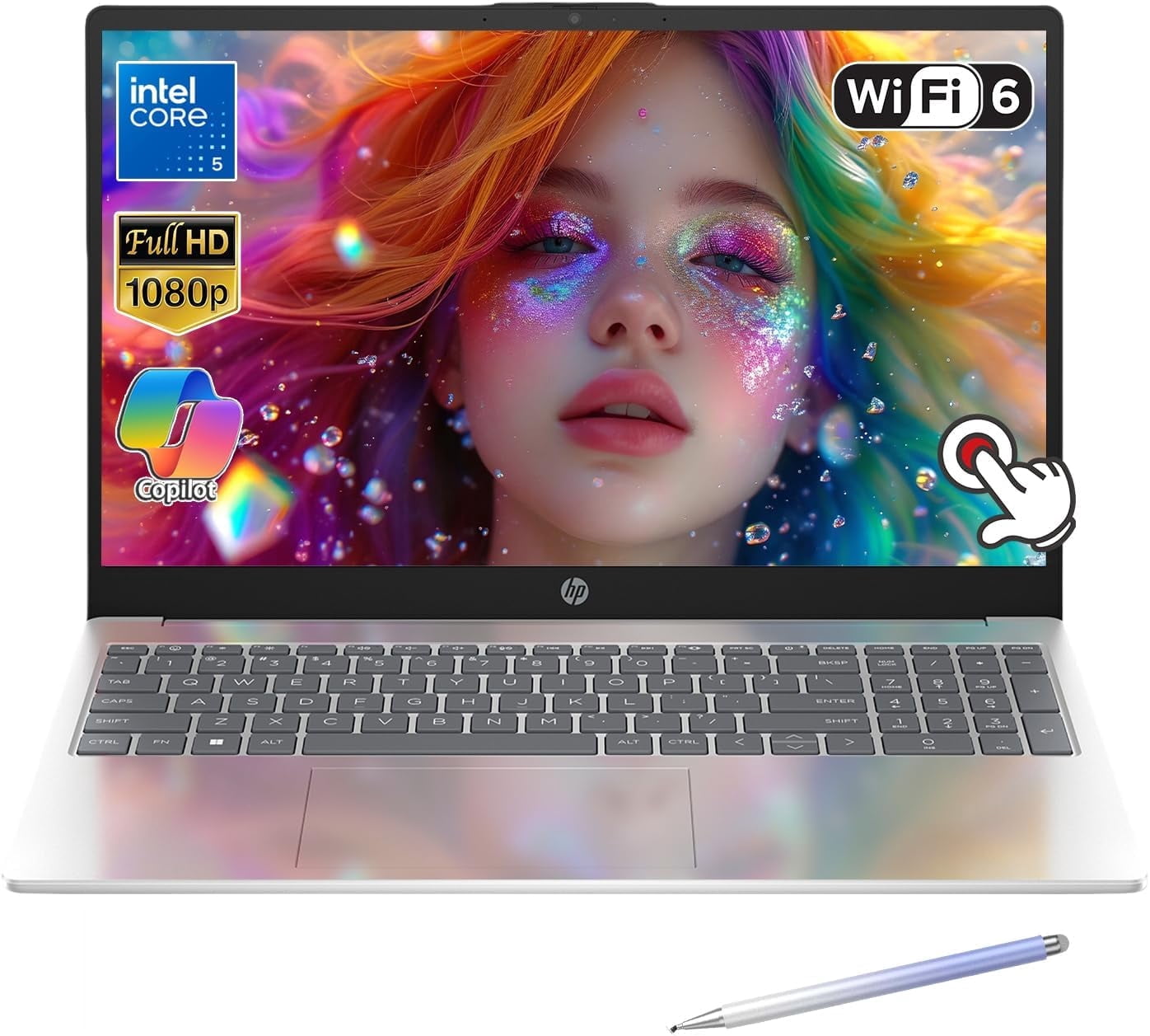 HP 15.6'', FHD IPS, Touchscreen Laptop, 1080p, Intel Core 5 120U, 10 ...