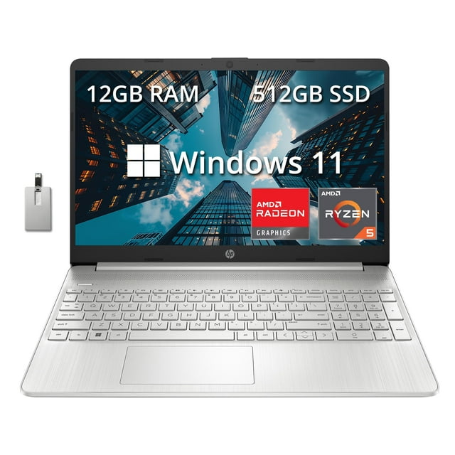 HP 15.6" FHD Laptop, AMD Ryzen 5-5500U Processor, 12GB RAM, 512GB PCIe ...
