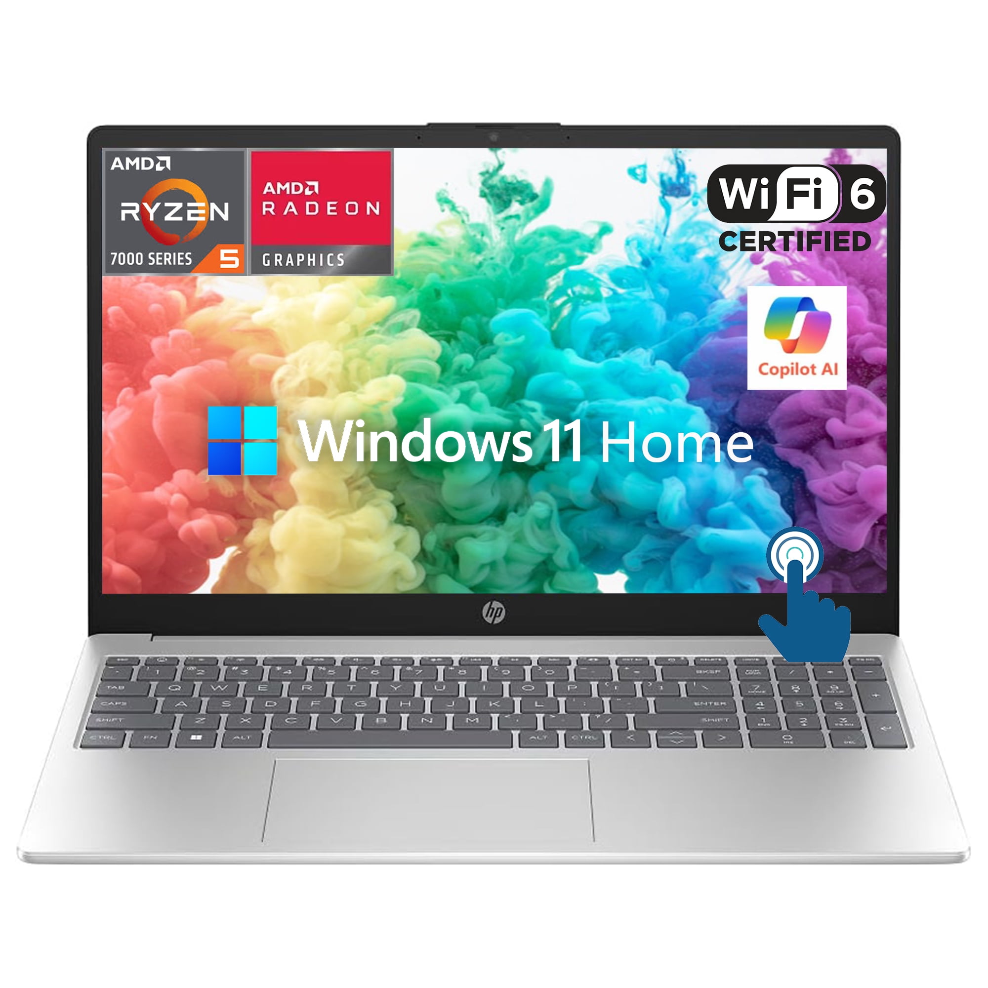 HP 15.6" FHD Touch-Screen Business Laptop, AMD Ryzen 5 7520U, 8GB DDR5 ...