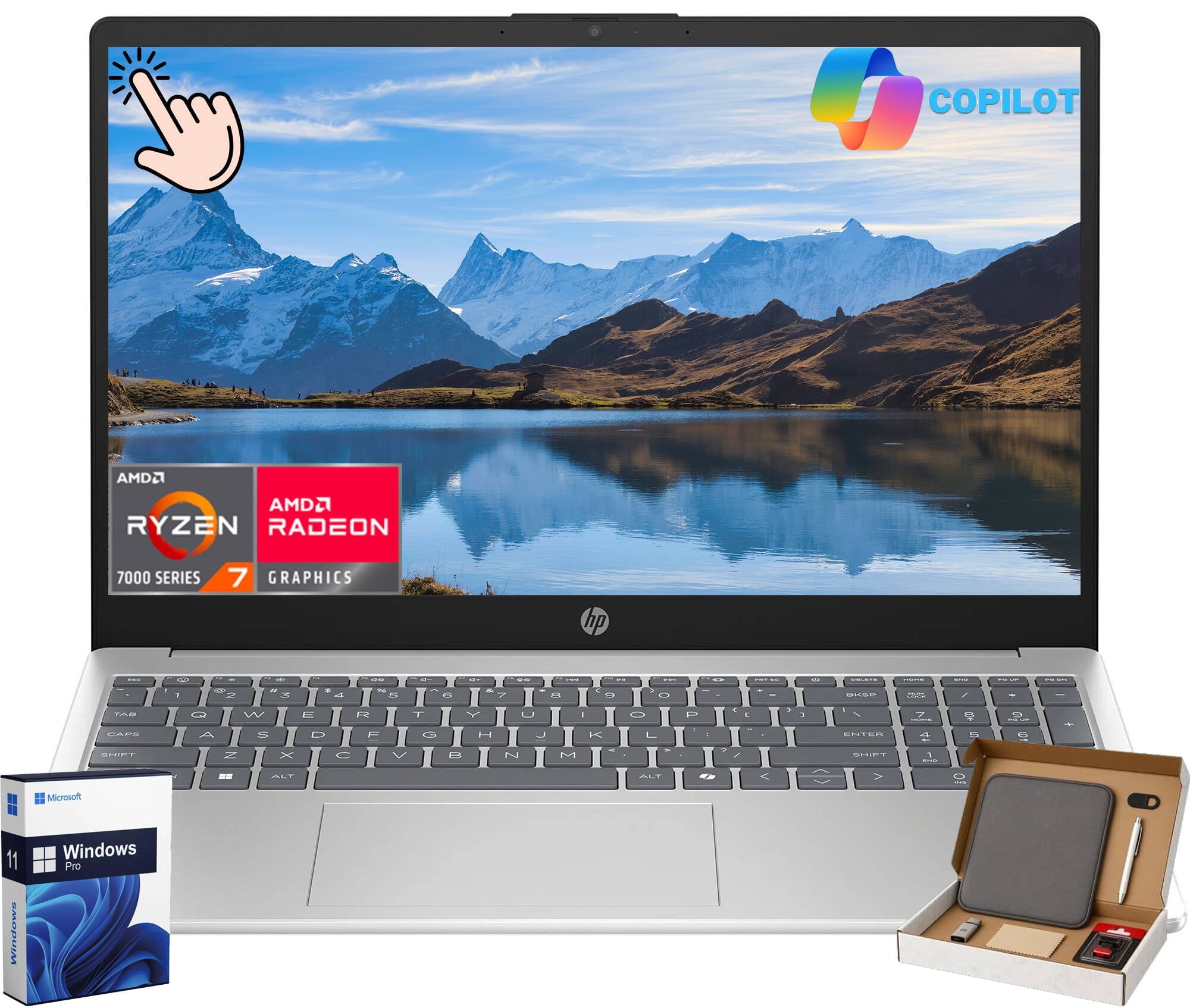 HP 15.6" FHD Touchscreen Laptop for College Student & Business, AMD Ryzen 7 7730U, 32GB RAM, 2TB ...