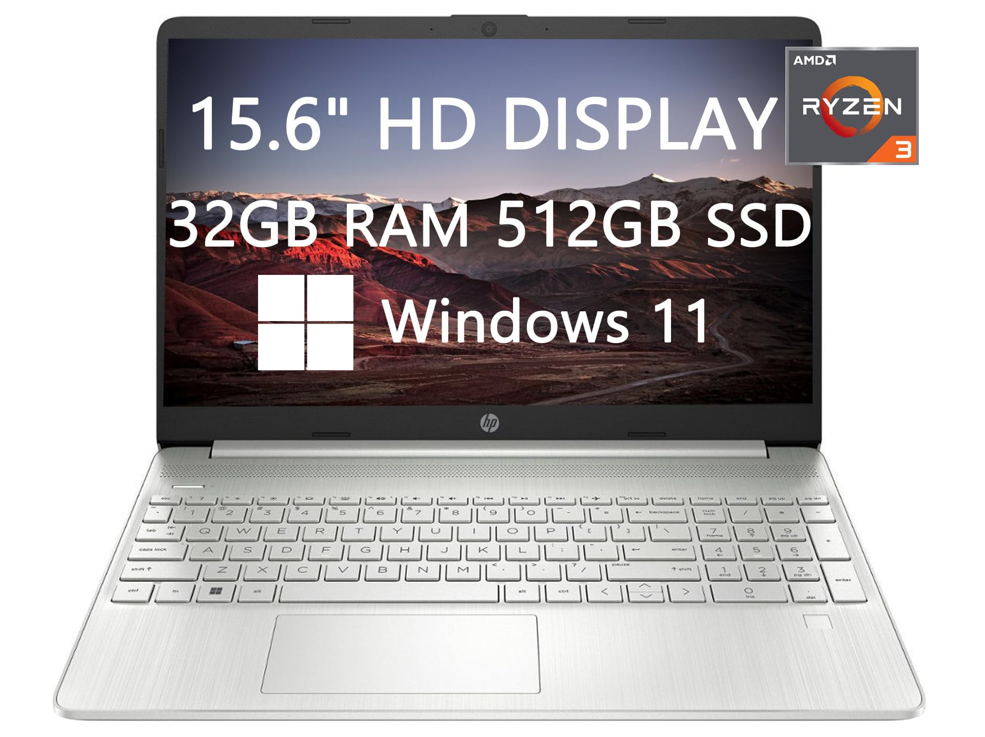 HP 15.6" HD Laptop, 2023 Newest Upgrade, AMD Ryzen 3 5300U, 32GB RAM ...