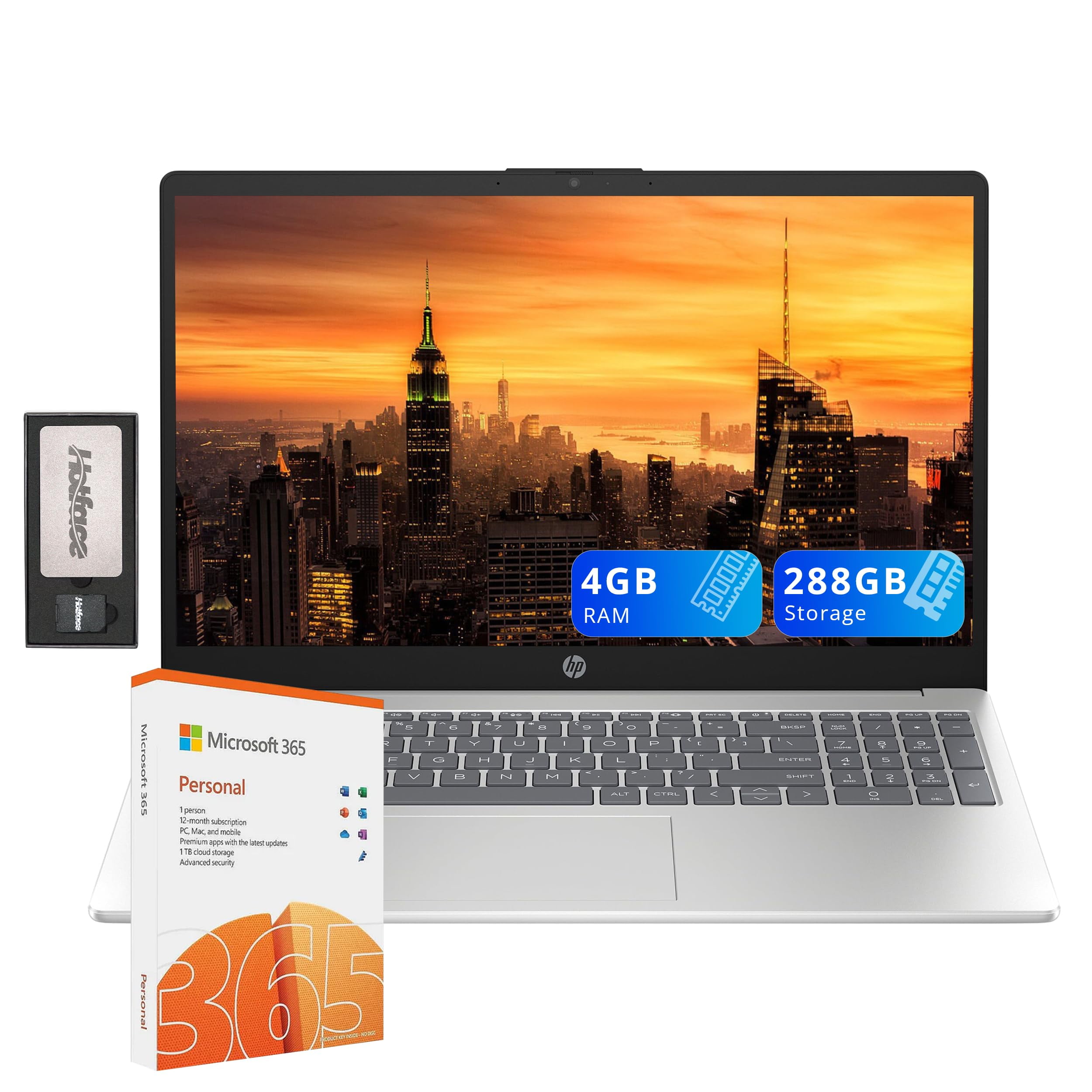 HP 15.6" HD Laptop, Intel Pentium N200, 4GB DDR4 RAM, 288GB Storage ...