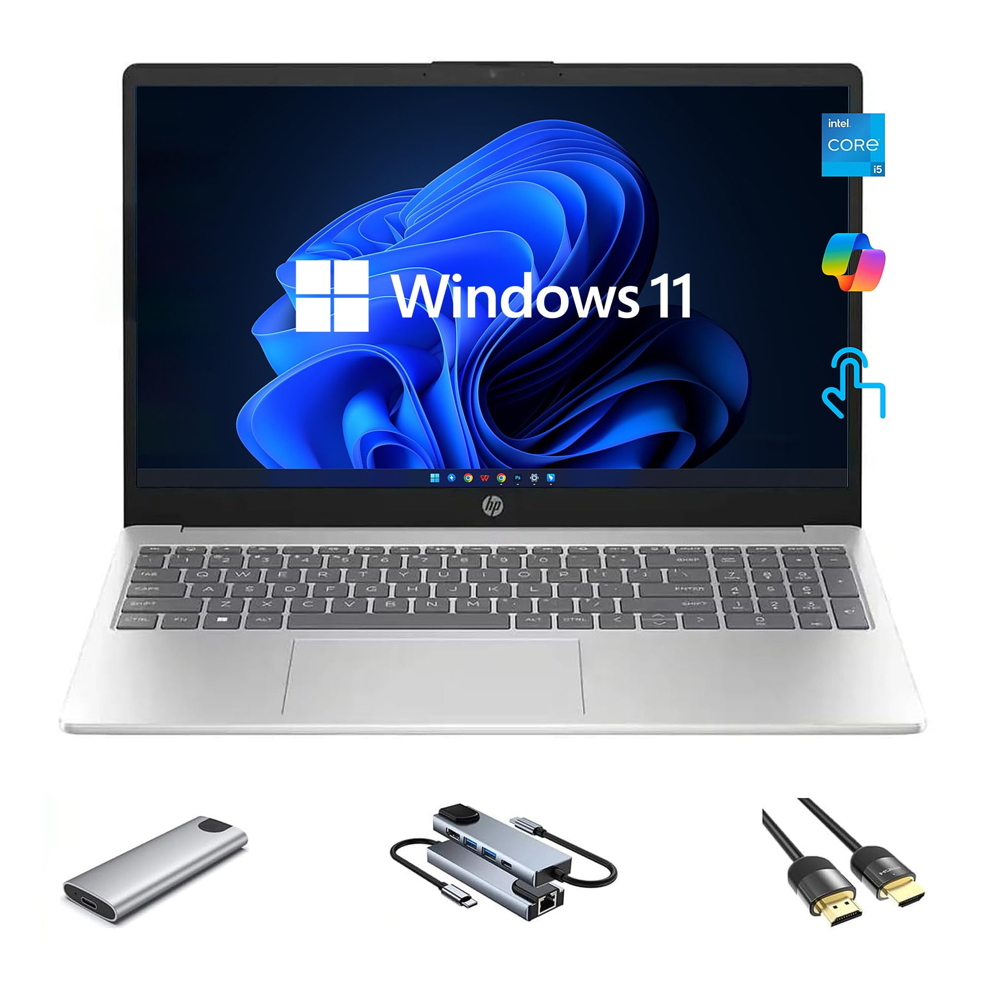 HP 15.6" HD Touchscreen Laptop, 10-Core Intel Core i5-1235U, 8GB RAM ...