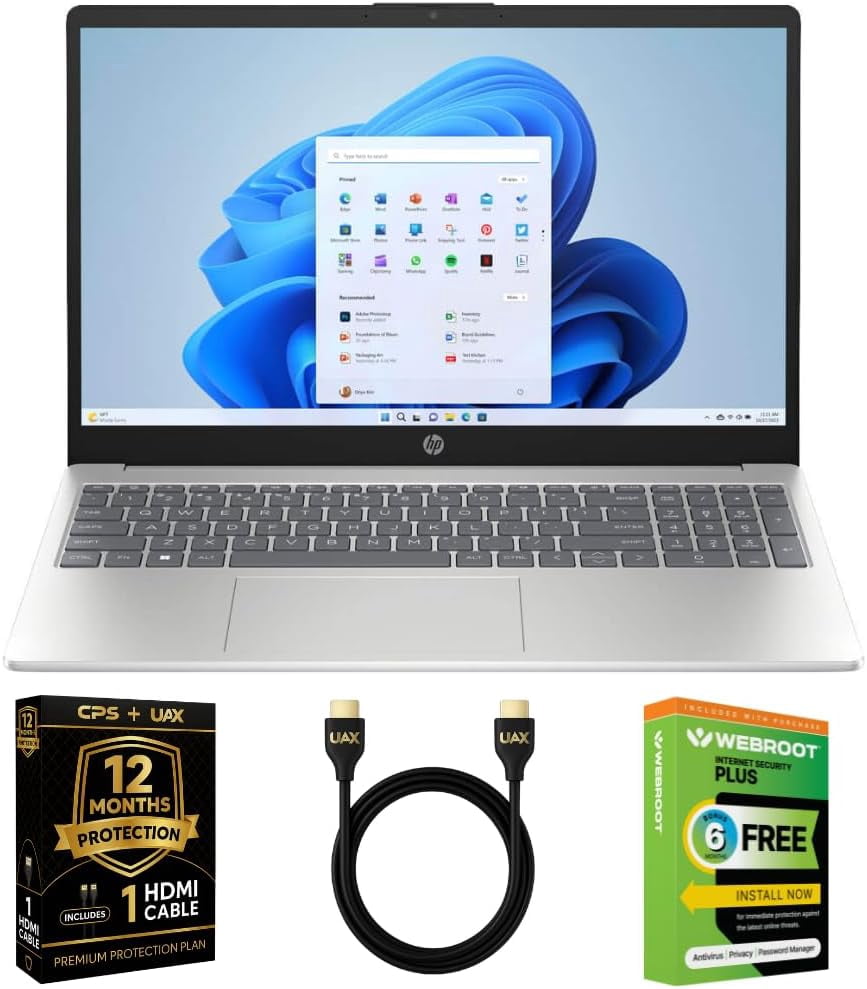 HP 15.6″ HD Touchscreen Laptop Bundle, AMD Ryzen 5 7520U, 8GB RAM ...