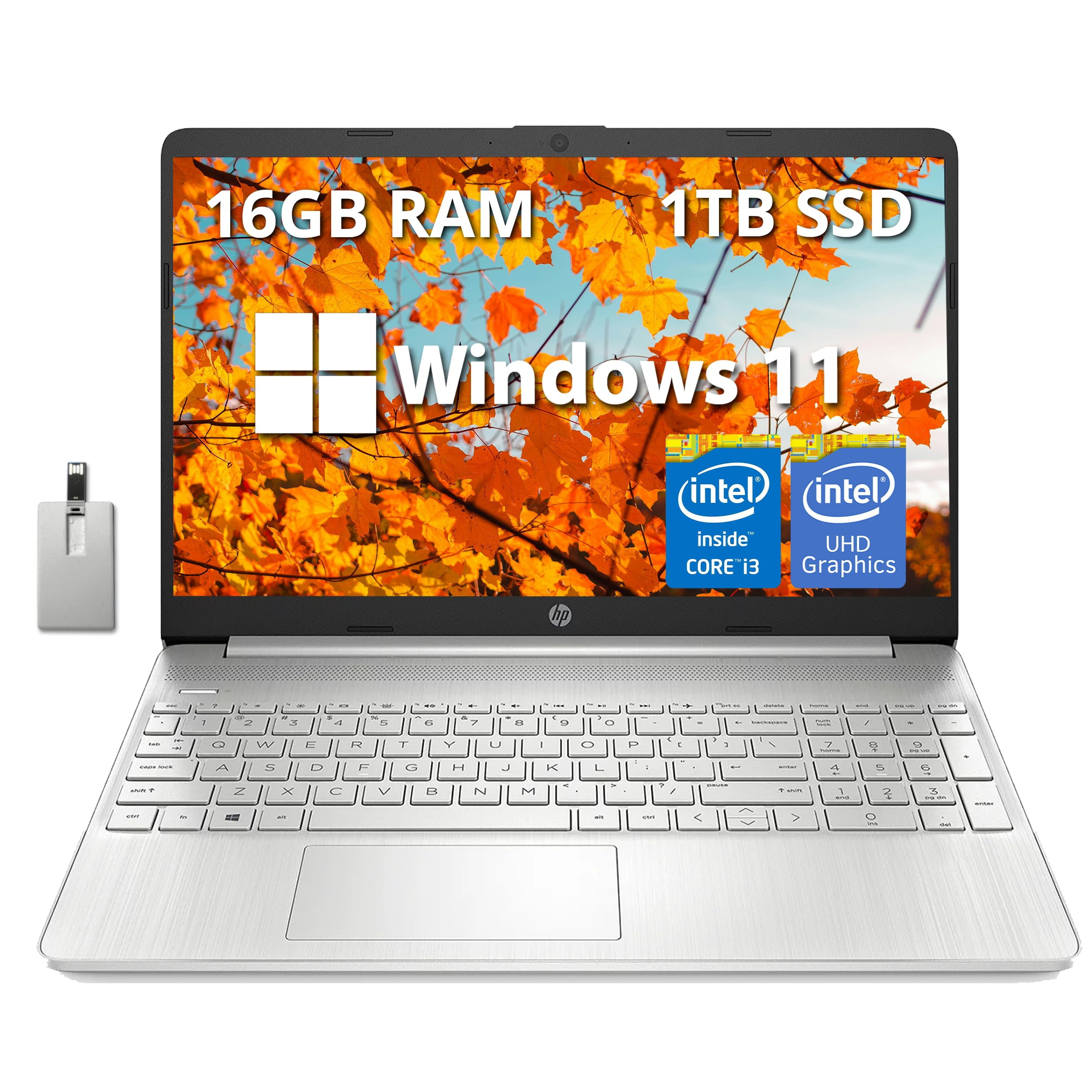 HP 15.6" HD Touchscreen Laptop, Intel i3-1215U, 16GB RAM, 1TGB PCIe SSD, Intel UHD Graphics, Num ...