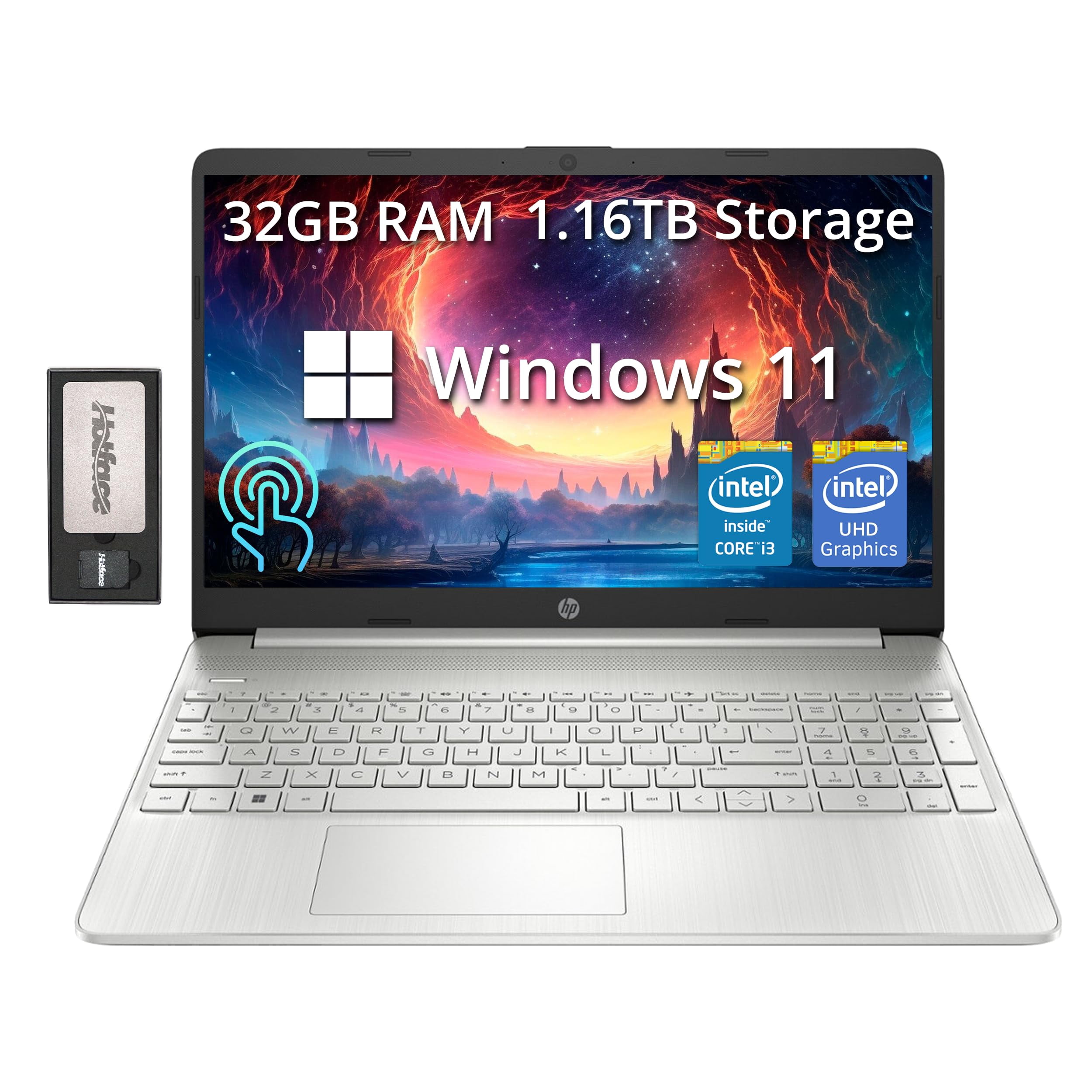 HP 15.6" HD Touchscreen Student Laptop, Intel i3-1115G4, 32GB RAM, 1 ...