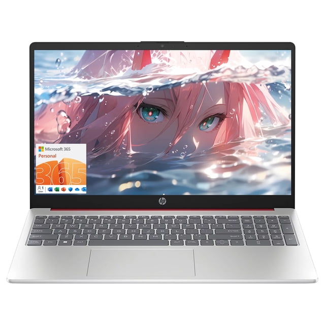 HP 15.6" HD Windows Laptop, 1 Year Microsoft 365, Intel Quad-Core N200 ...