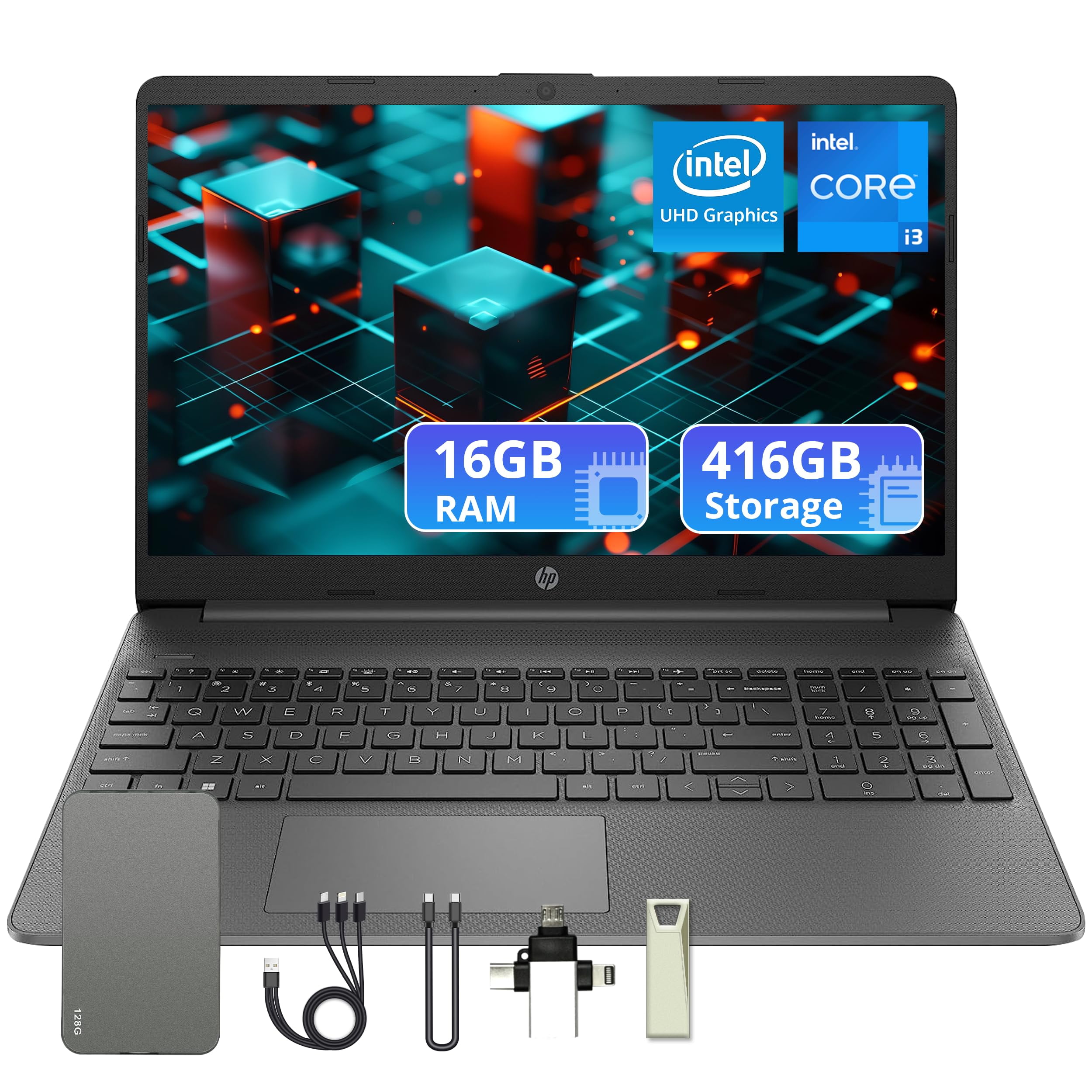 HP 15.6 inch Business Laptop, FHD IPS Micro-Edge Display, Intel i3 ...