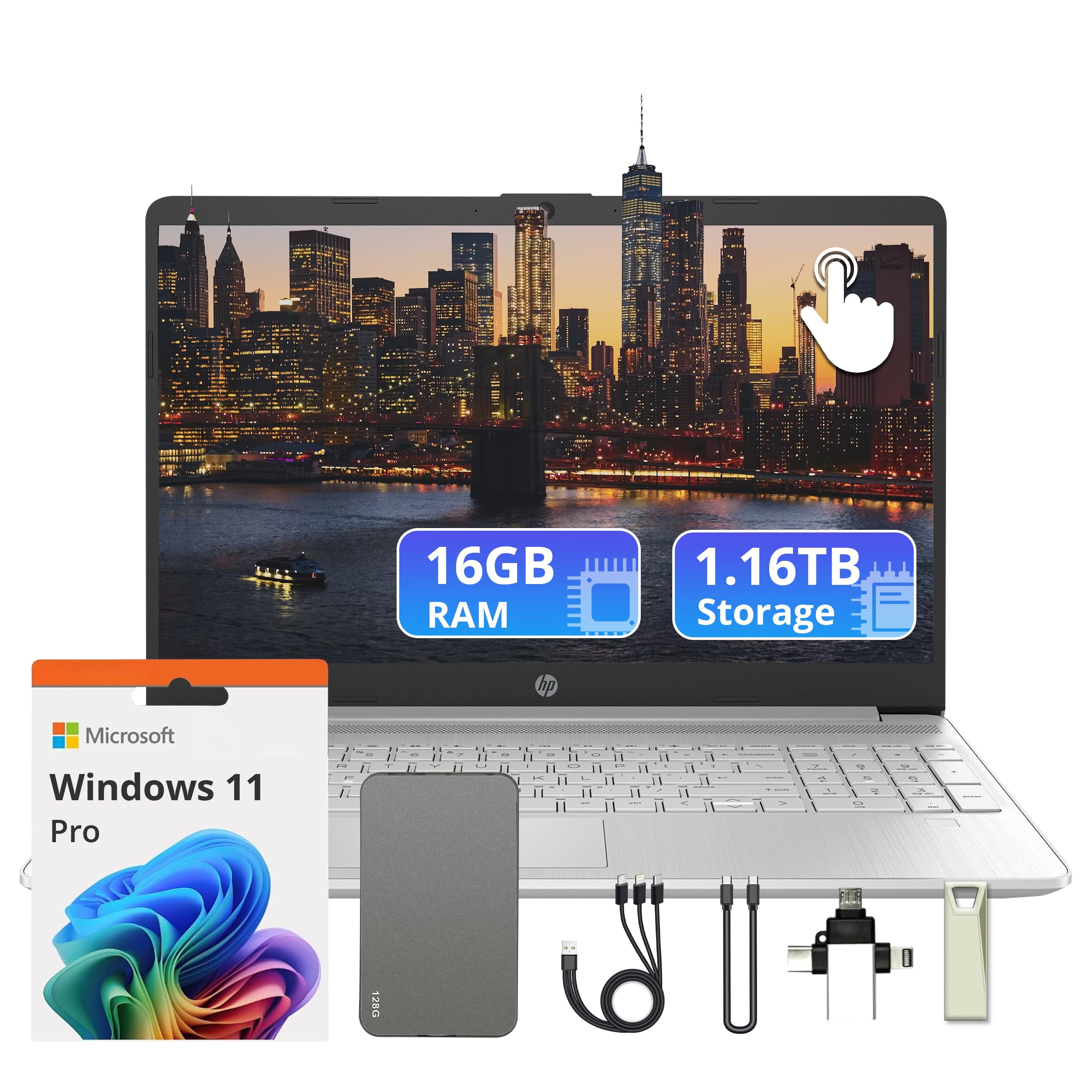 HP 15.6-inch Diagonal HD Touchscreen Laptop, Win 11 Pro, Intel i3-1215U ...