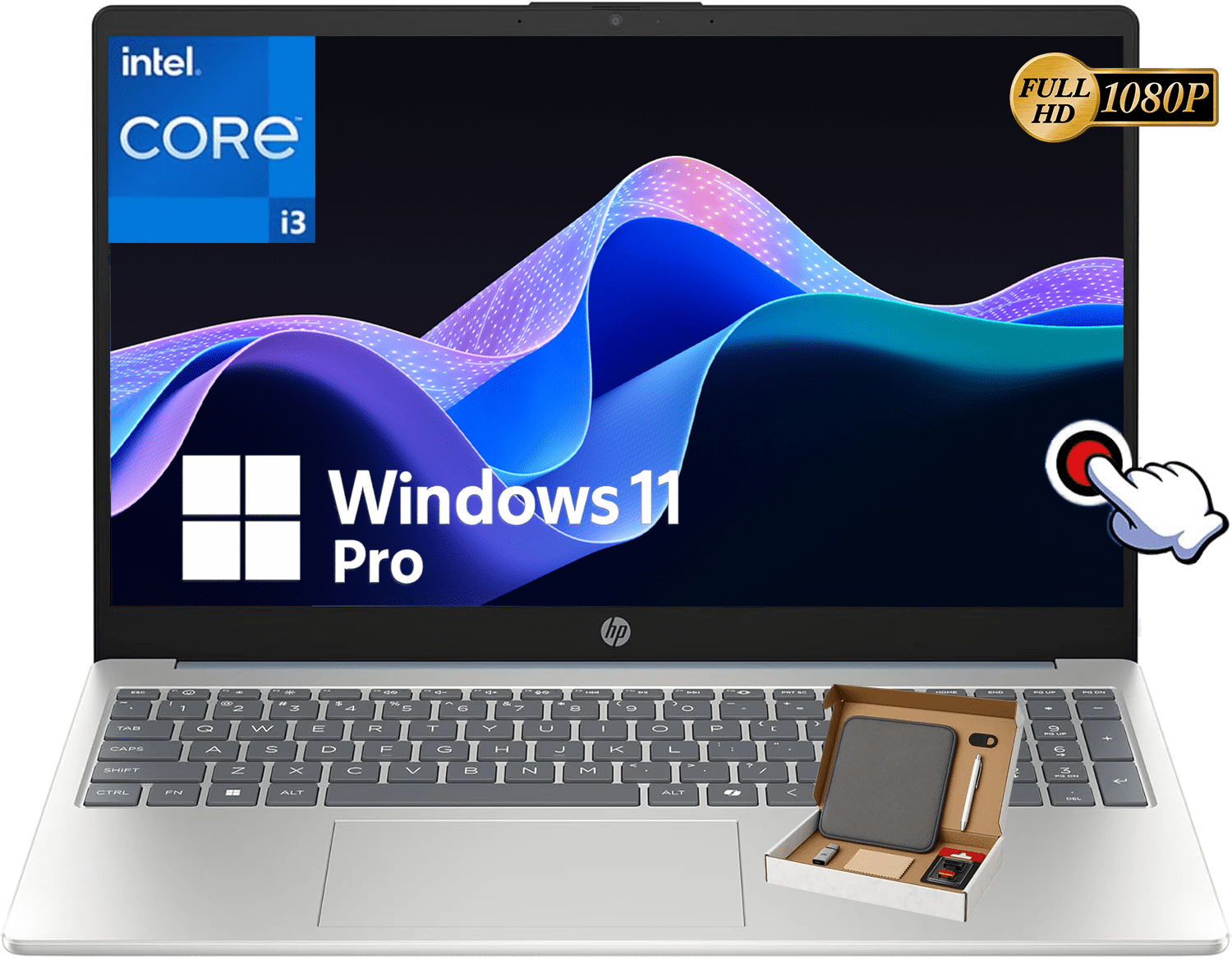 HP 15.6-inch Touchscreen Laptop Computer - 15.6'' FHD Anti-Glare Touch ...