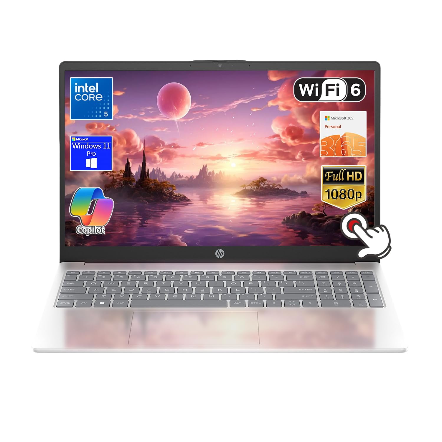 HP 15.6-inch Touchscreen Laptop, Intel Core 5 120U, FHD (1920 x 1200 ...