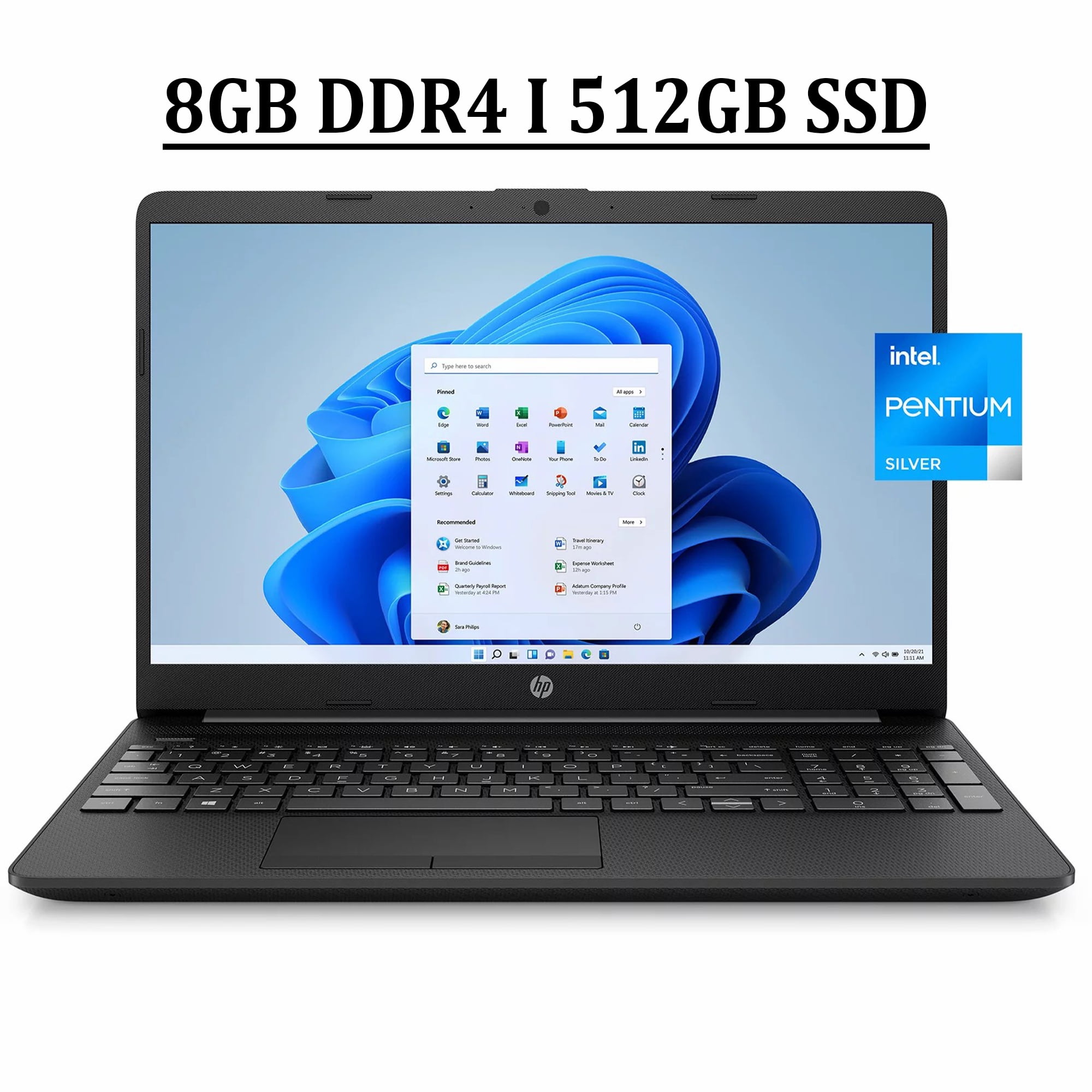 HP 15 Business Laptop 15.6" Diagonal HD Display Intel Quad-Core Pentium ...