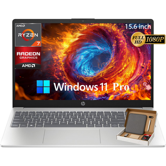 HP 15 Touchscreen Business Laptop , 15.6" FHD IPS Display , AMD Ryzen 7 ...