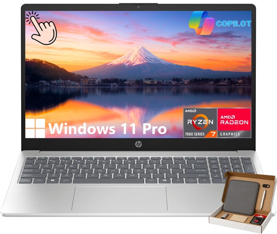 HP 15 Touchscreen Laptop, 15.6" FHD IPS Display, AMD Ryzen 7 7730U ...