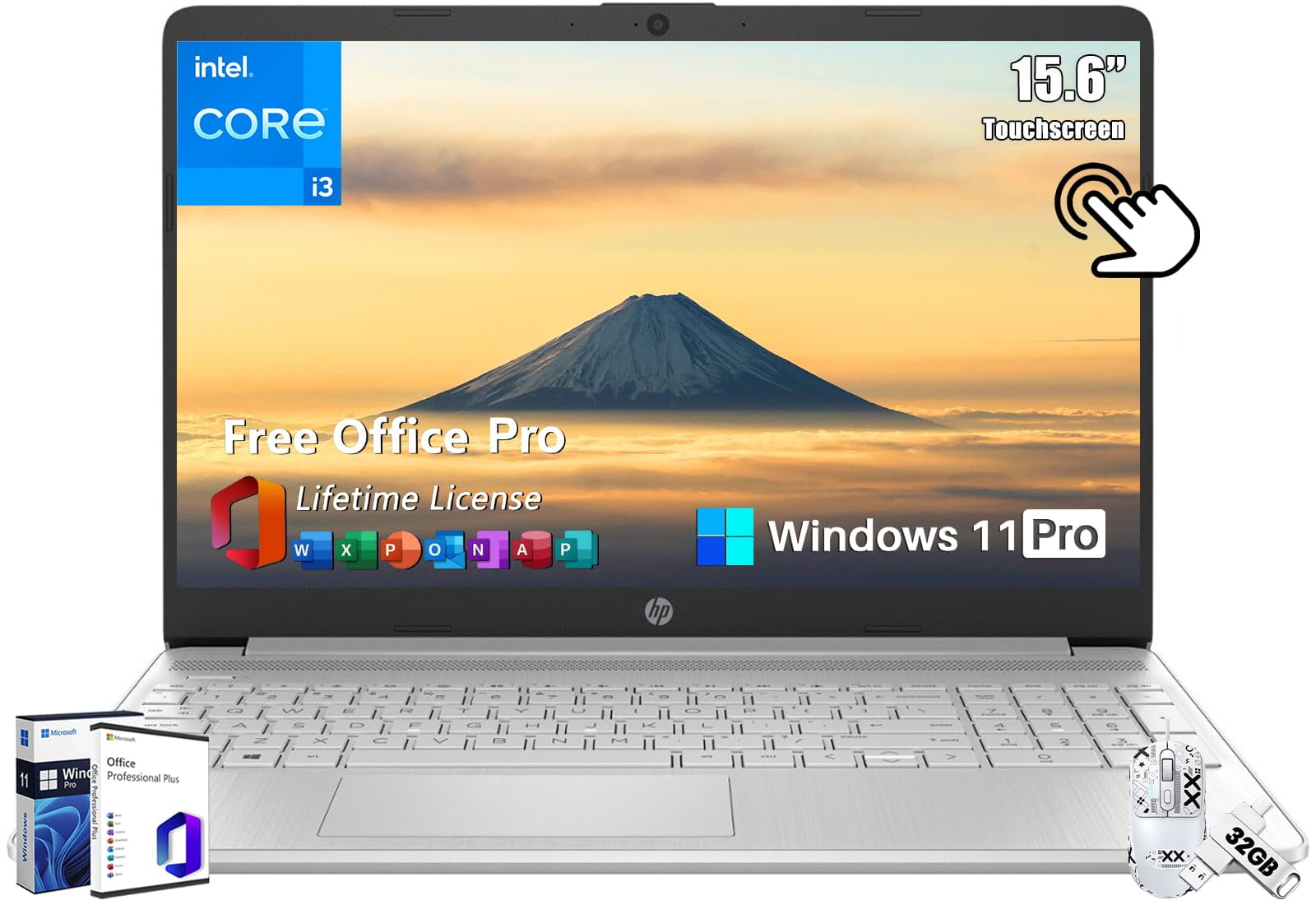HP 15 Touchscreen Laptop for Business, Windows 11 Pro & MS Office ...