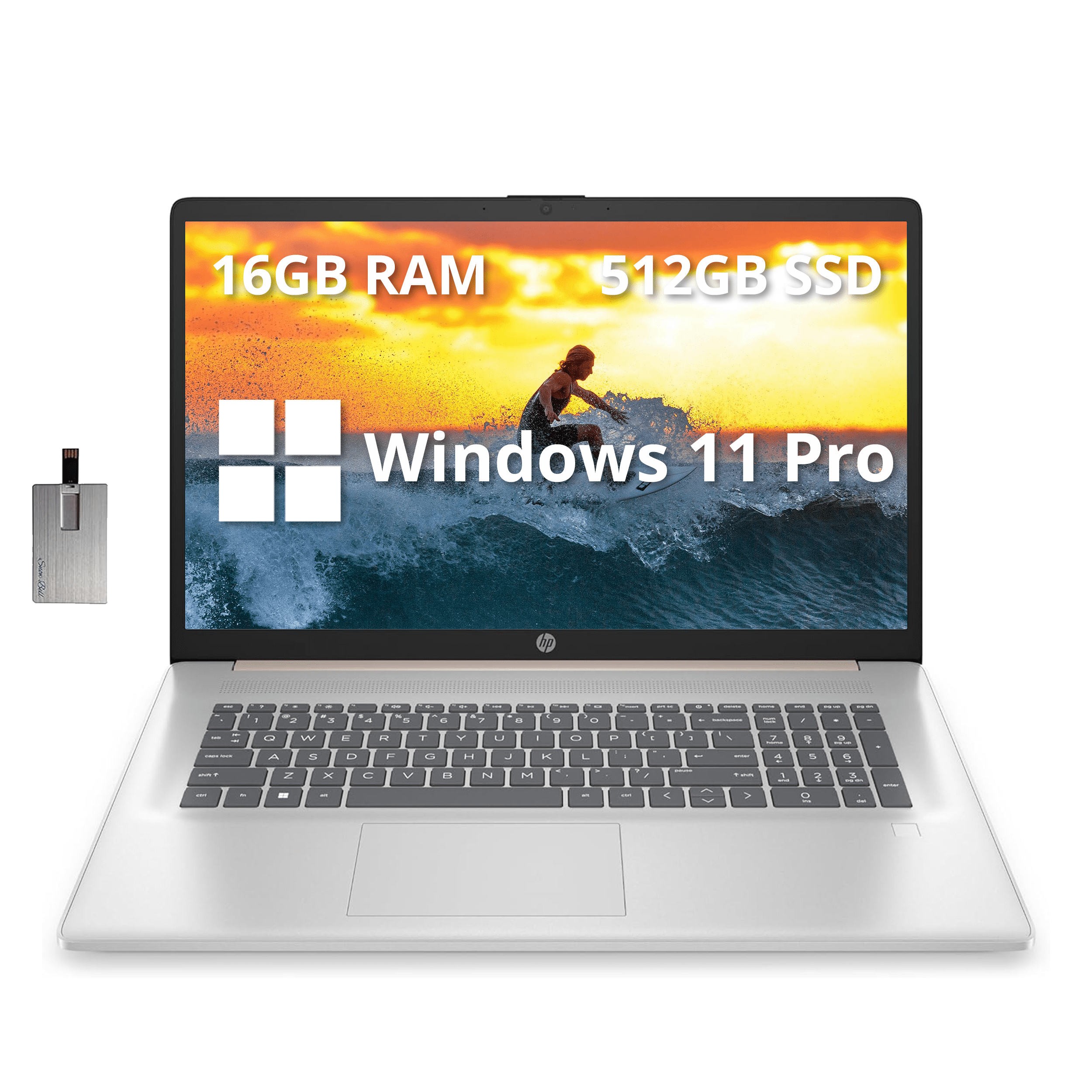 HP 17.3" FHD Laptop, AMD Ryzen 5 5500U, 16GB RAM, 512GB SSD, AMD Radeon ...