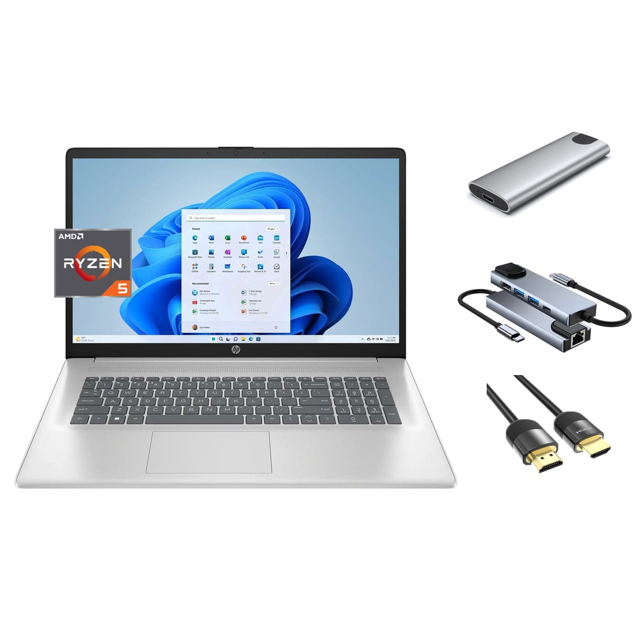 HP 17.3" Full HD Laptop, 6-Core AMD Ryzen 5 7430U (beats i7-1255U ...